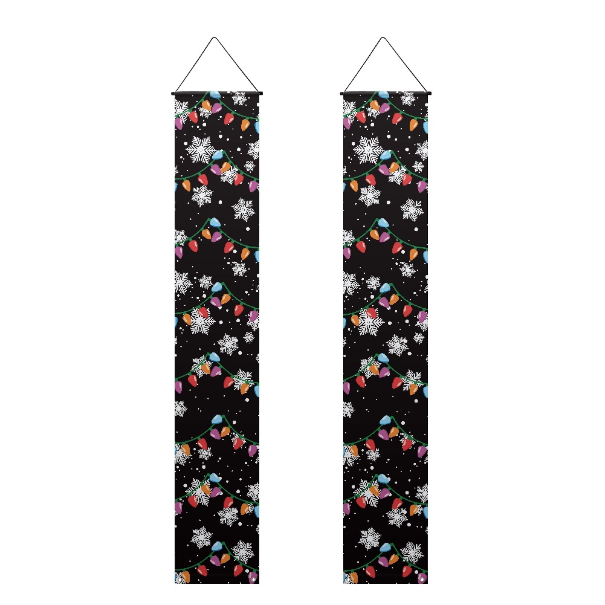 SEANATIVE Christmas Lights Door Banners Set of 2 Xmas Door Porch Sign ...