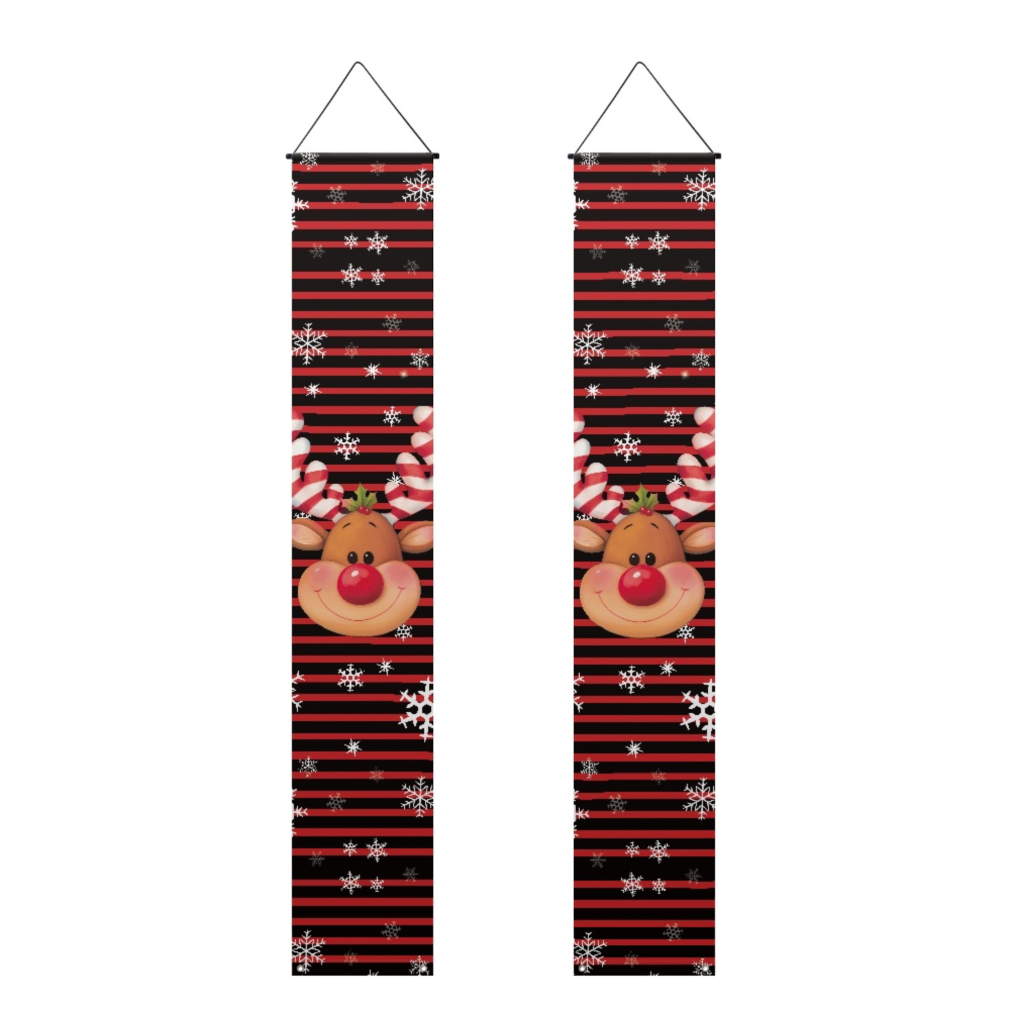 SEANATIVE Christmas Reindeer Porch Banners Red Stripes Party Hanging ...