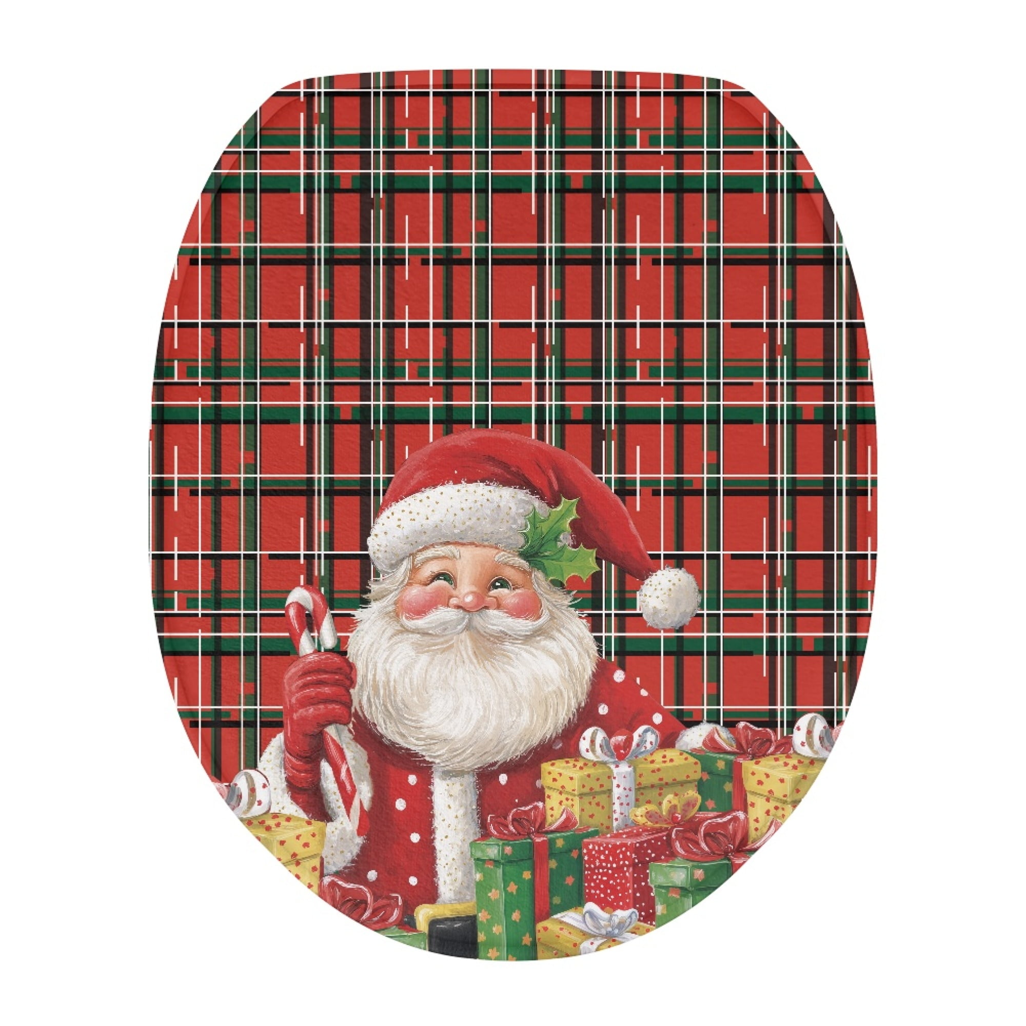 SEANATIVE Christmas Santa Toilet Seat Cover Buffal Grid Elongated ...