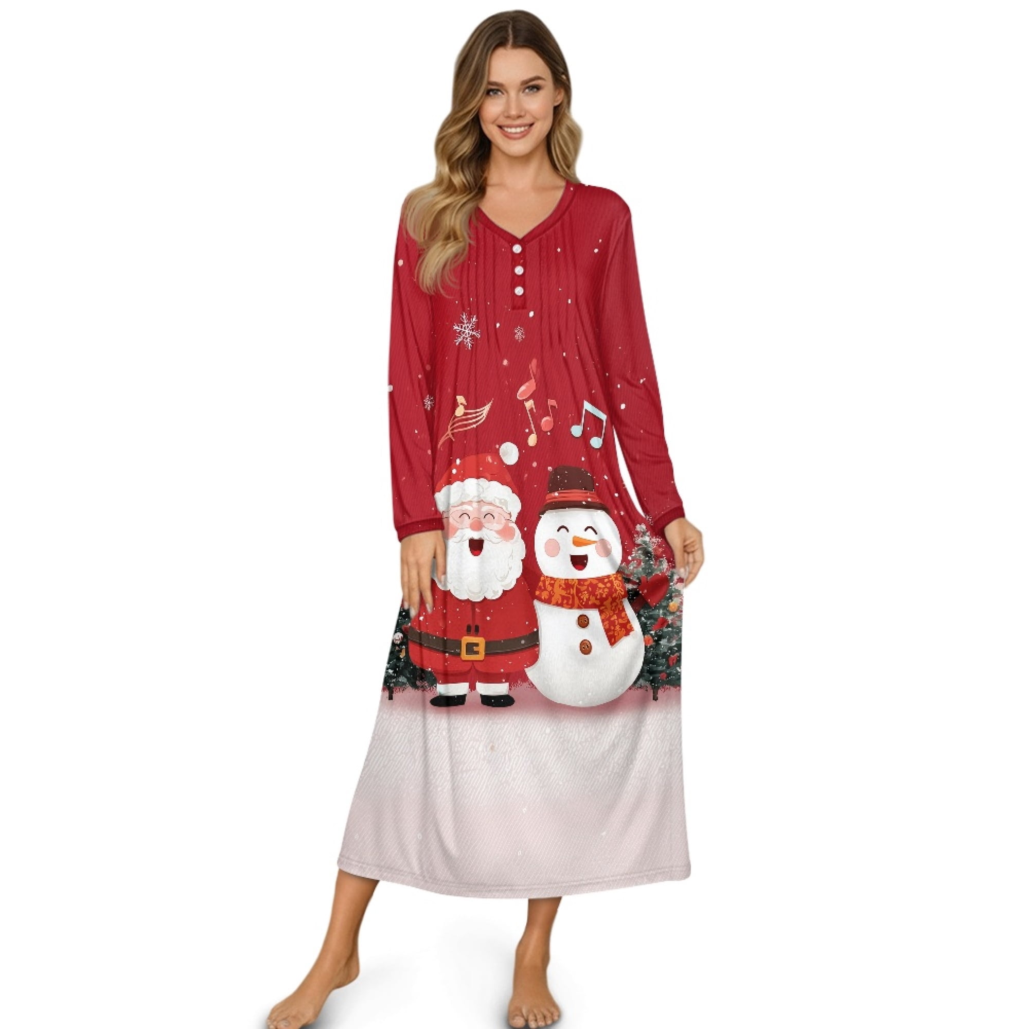 SEANATIVE Christmas Sleep Shirt for Women Long Sleeve Night Gown Fall ...