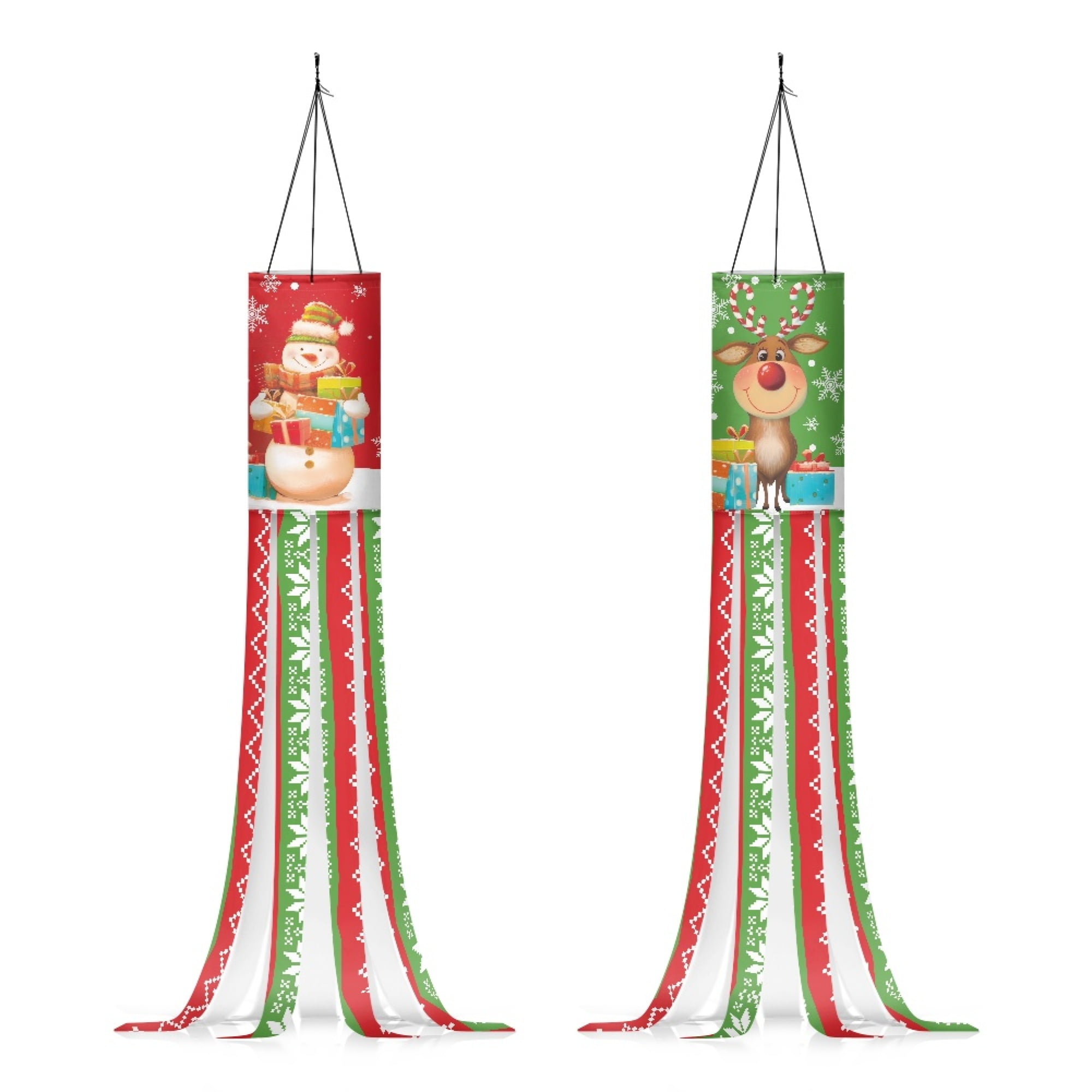 SEANATIVE Christmas Snowman Windsocks Flag Hanging Outdoor Star Dog ...
