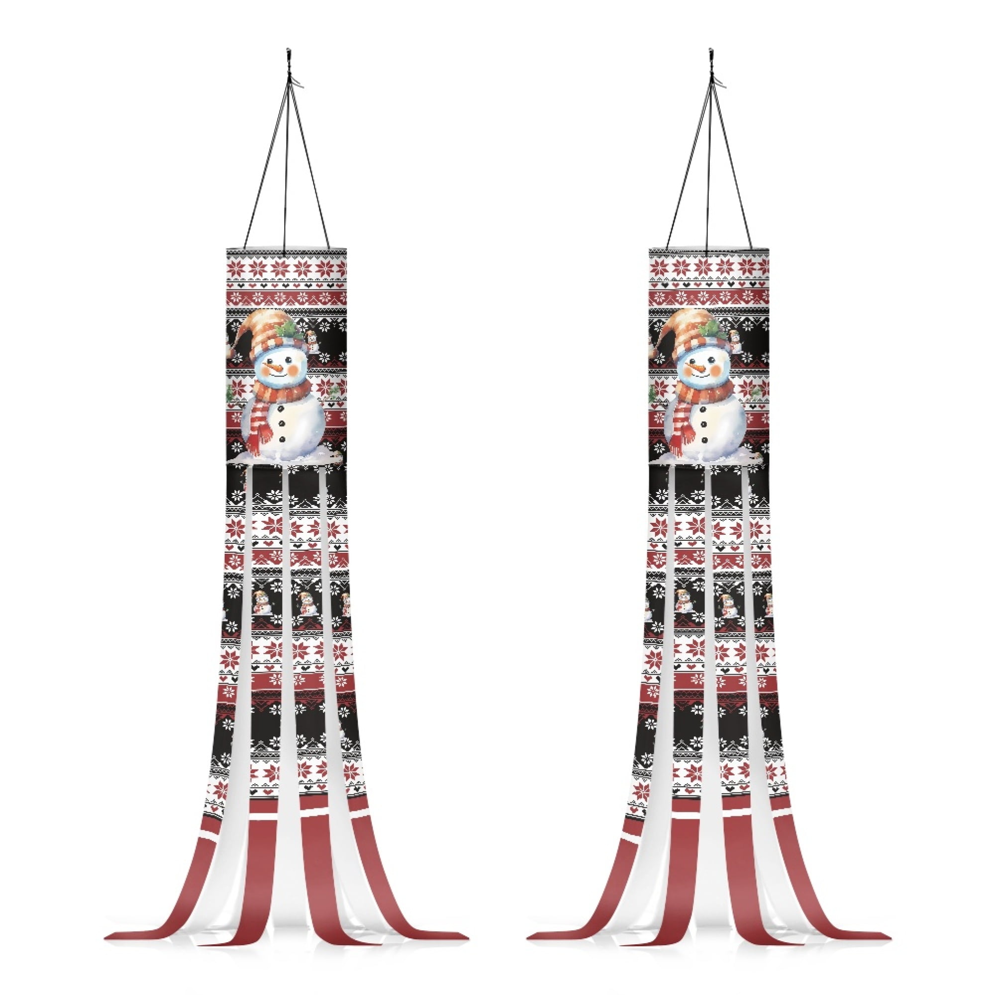 SEANATIVE Christmas Snowman Windsocks Flag Wind Socks with Tails 2 PCS ...