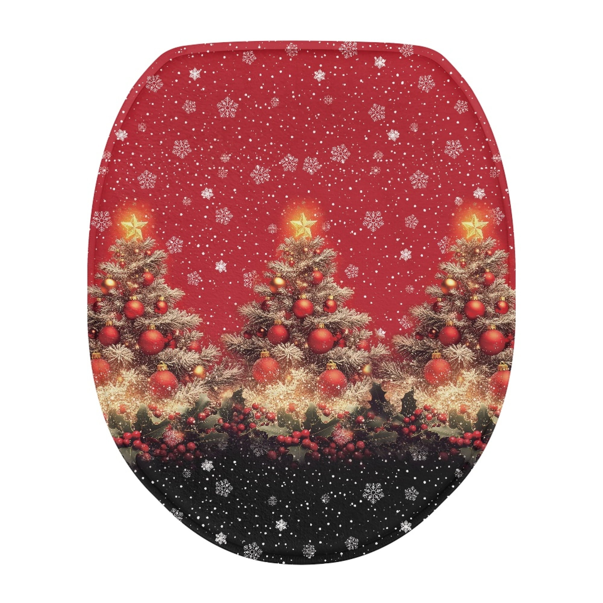 SEANATIVE Christmas Tree Toilet Lid Cover Soft Flannel Toilet cover ...