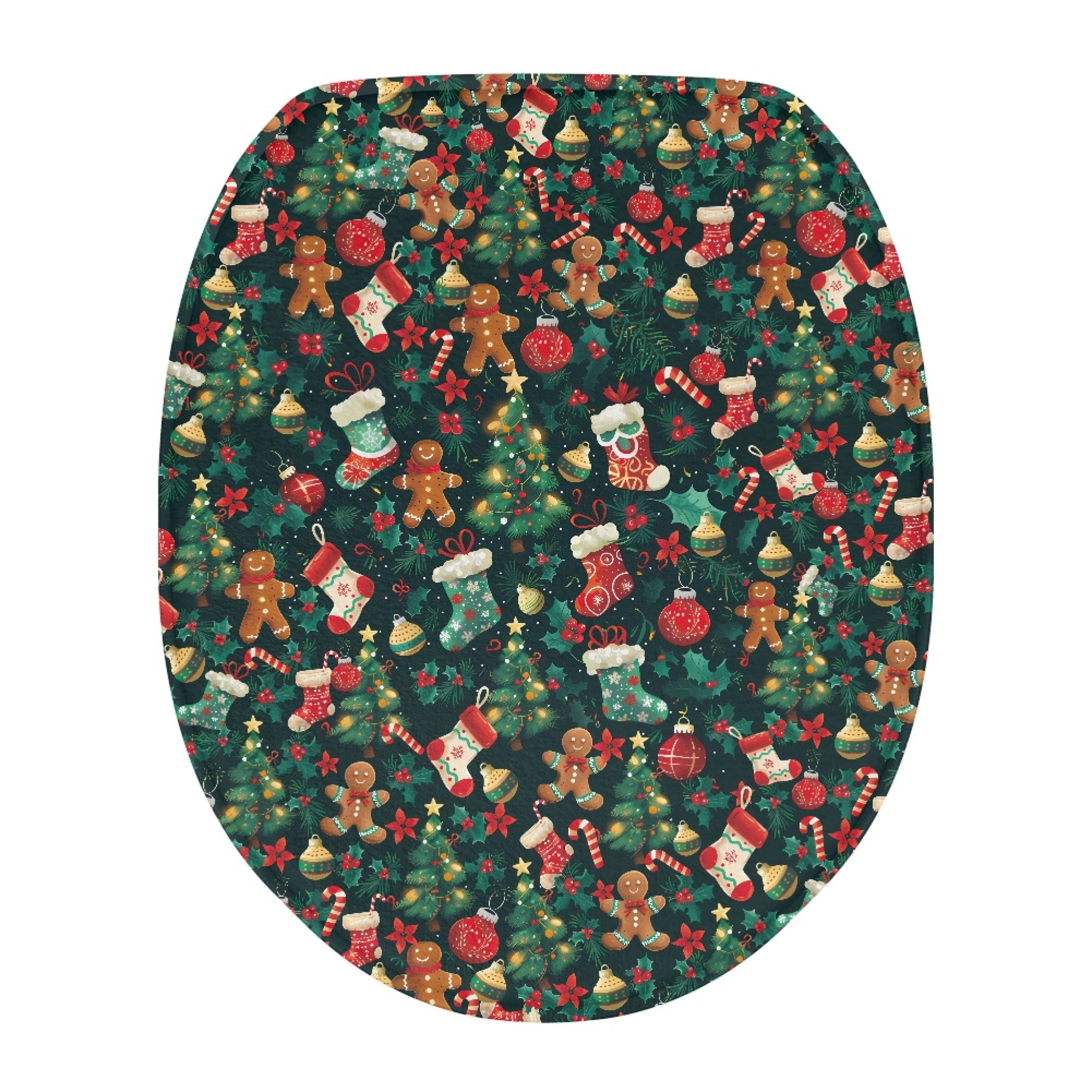 SEANATIVE Christmas Tree Toilet Lid Covers Xmas Gingerbread Toilet Seat ...