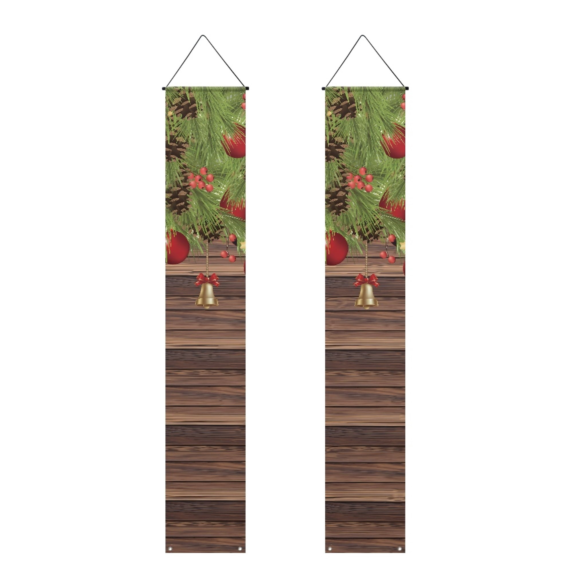 SEANATIVE Christmas Wood Bell Porch Flags 2 PCS Hanging Banners 70.9 x ...