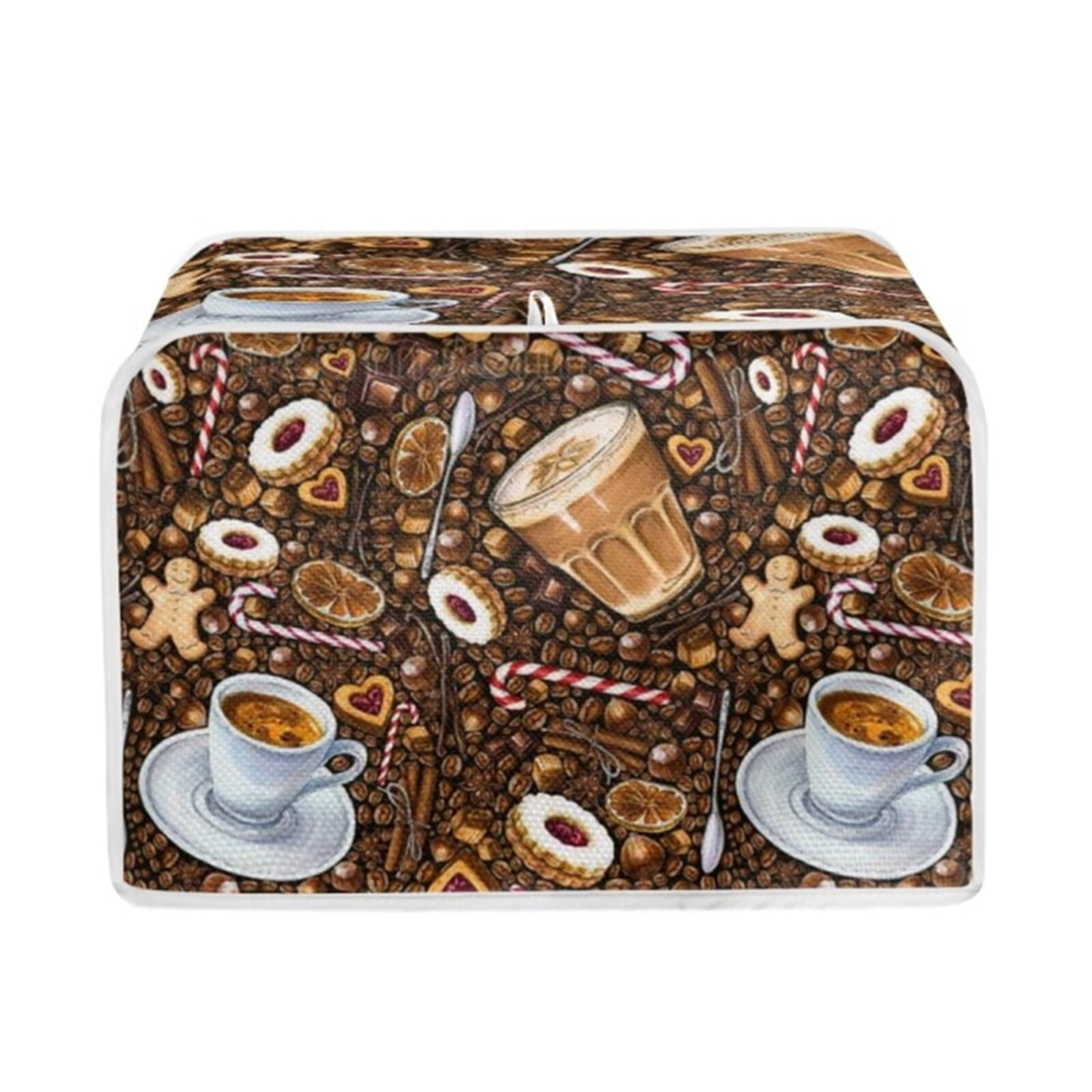 SEANATIVE Coffee Bean Print Toaster Cover Easy to Clean 4 Slice Toaster ...