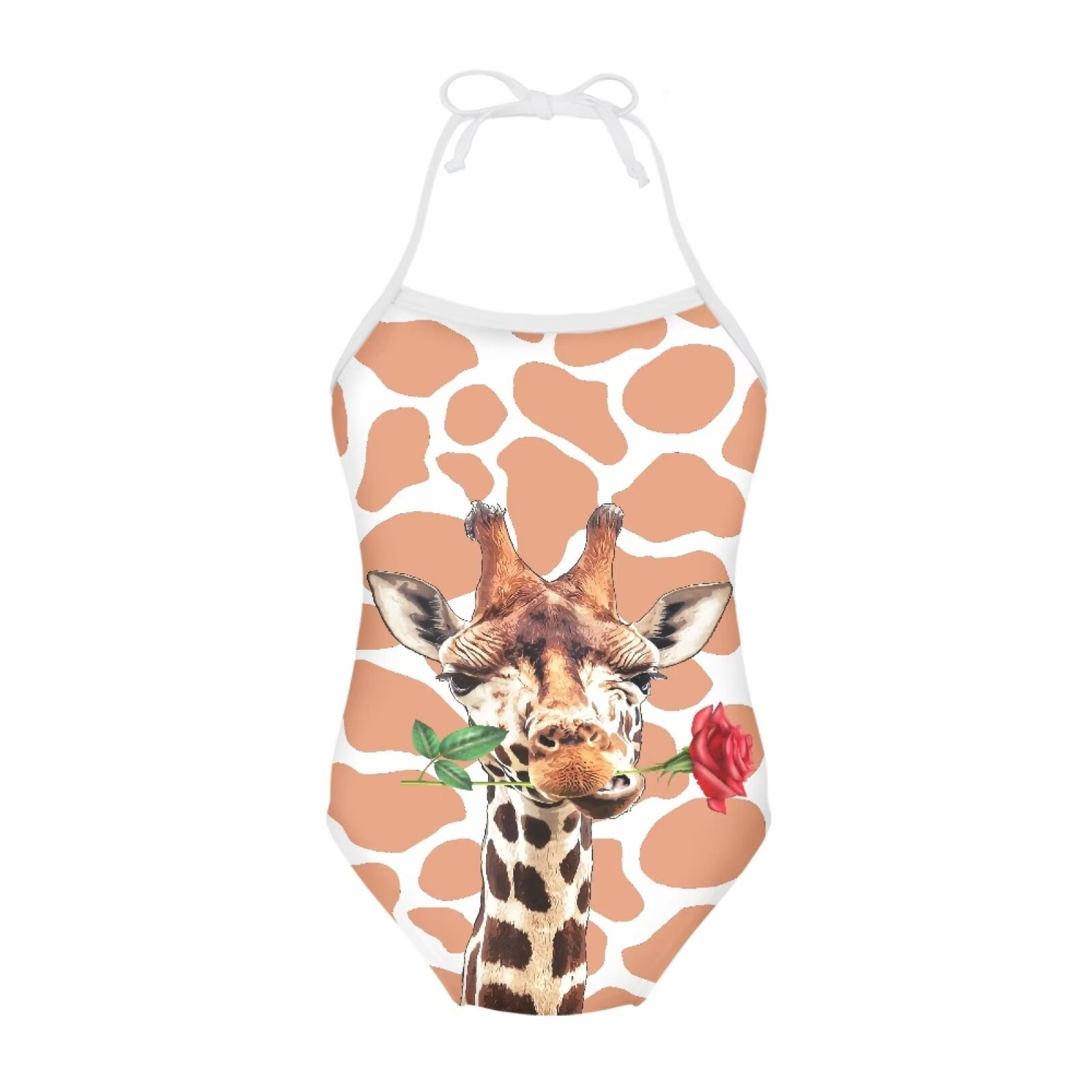 SEANATIVE Cow Print Bathing Suit One Piece Floral Rose Giraffe Lace Up ...