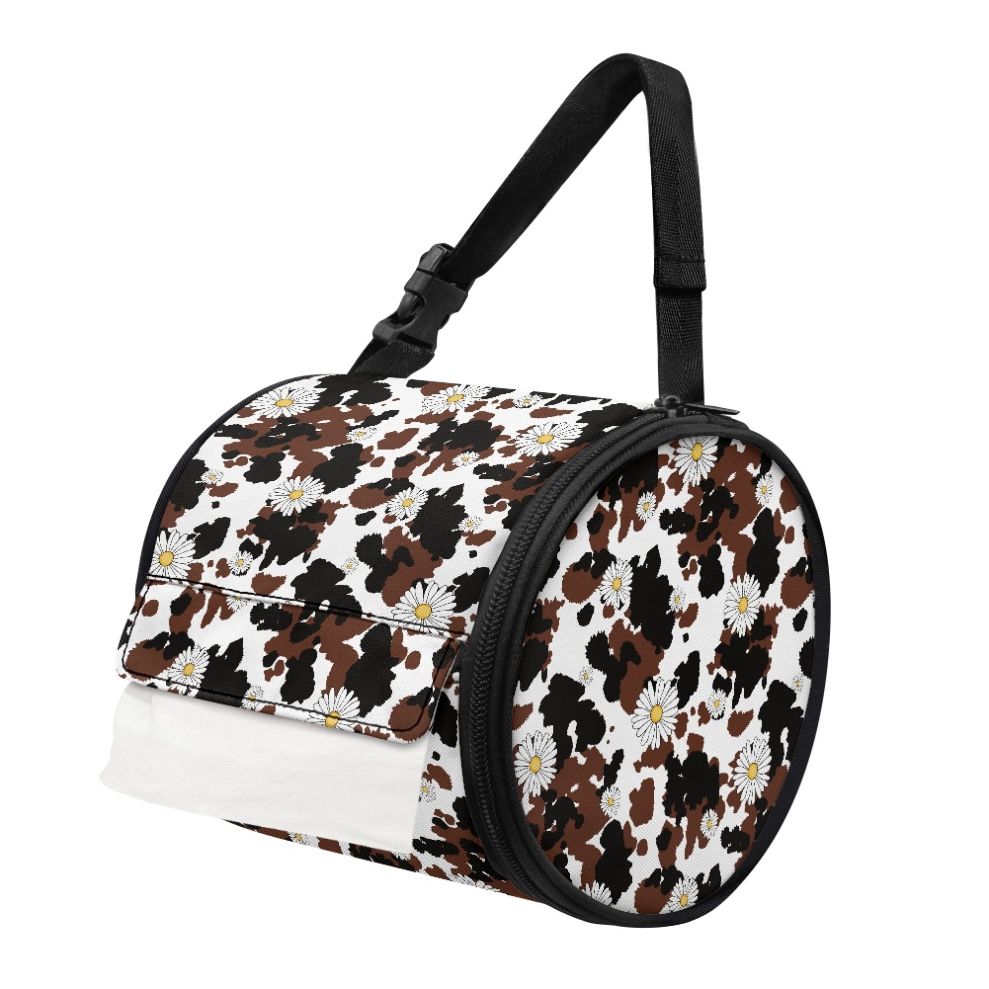SEANATIVE Cow Print Round Paper Towel Bag for Kitchen Flower Daisy ...