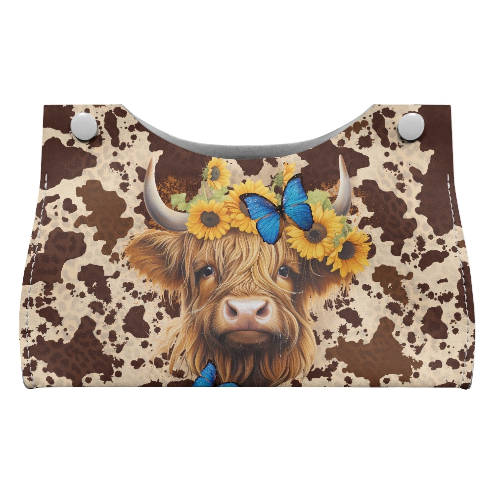 SEANATIVE Cow Print Tissue Box Cover PU Leather Tissue Holder Rectangle ...