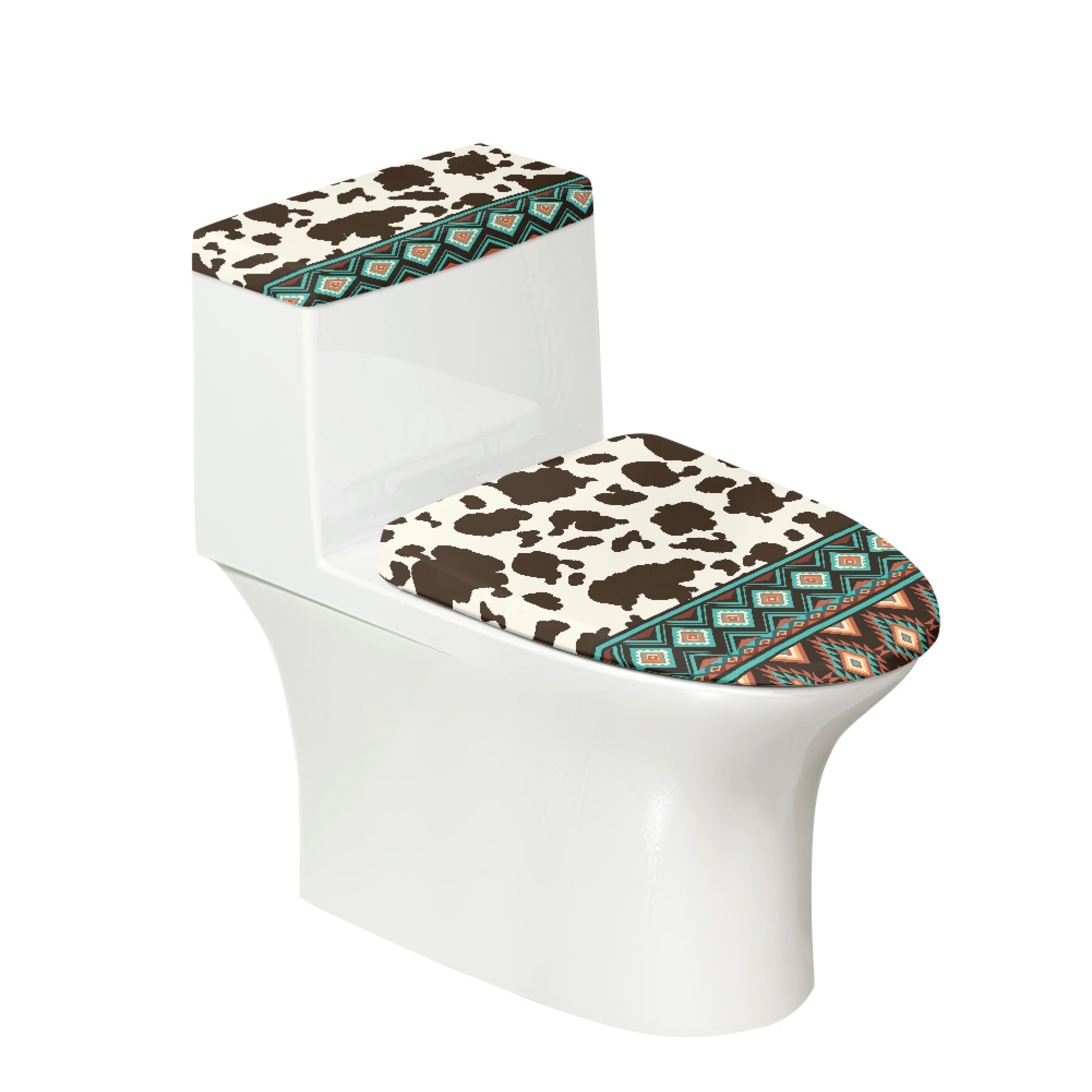 SEANATIVE Cow Print Toilet Seat and Tank Lid Cover Set Stays in Place ...