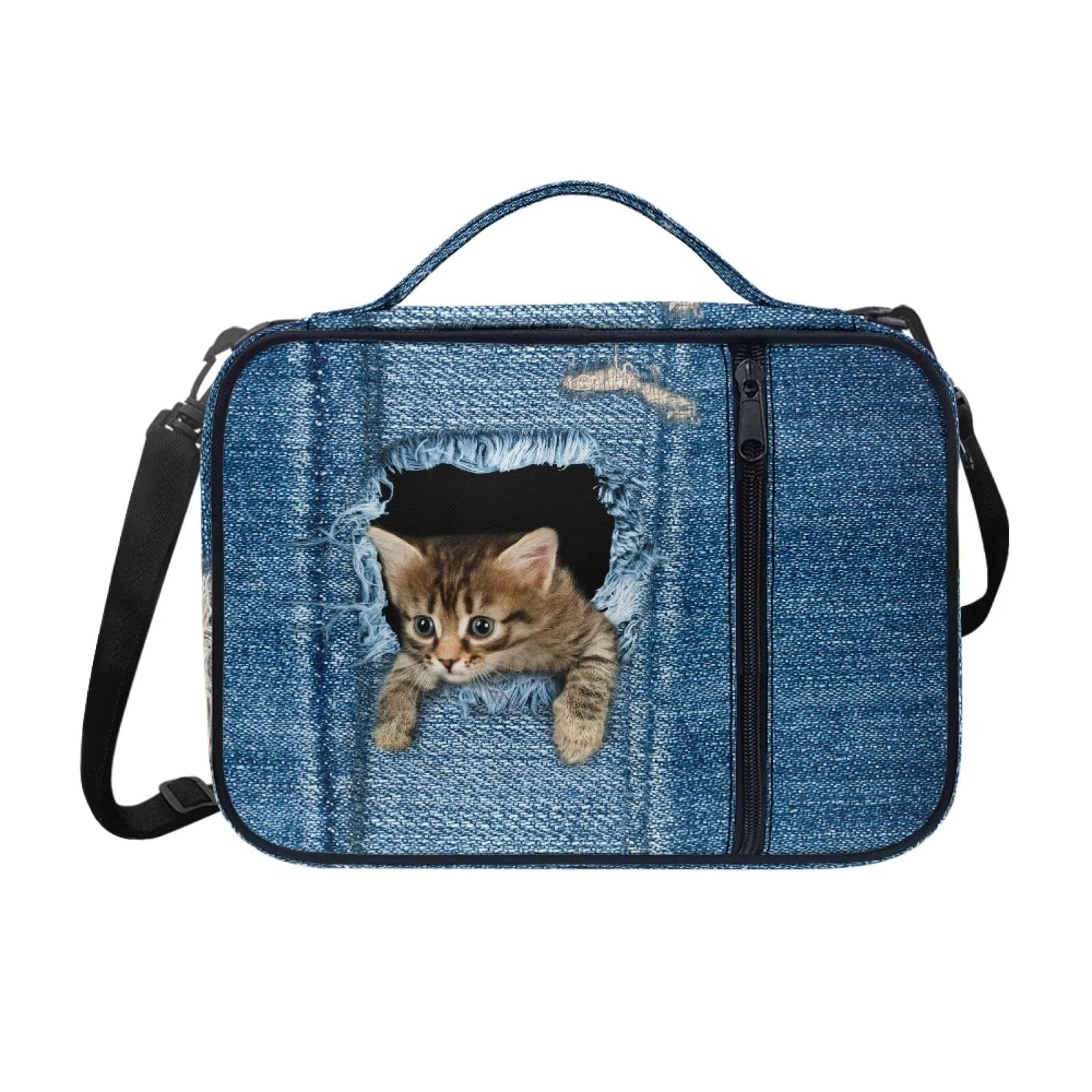 SEANATIVE Cowboy Cat Bible Bag with Shoulder Strap Polyester Christian ...