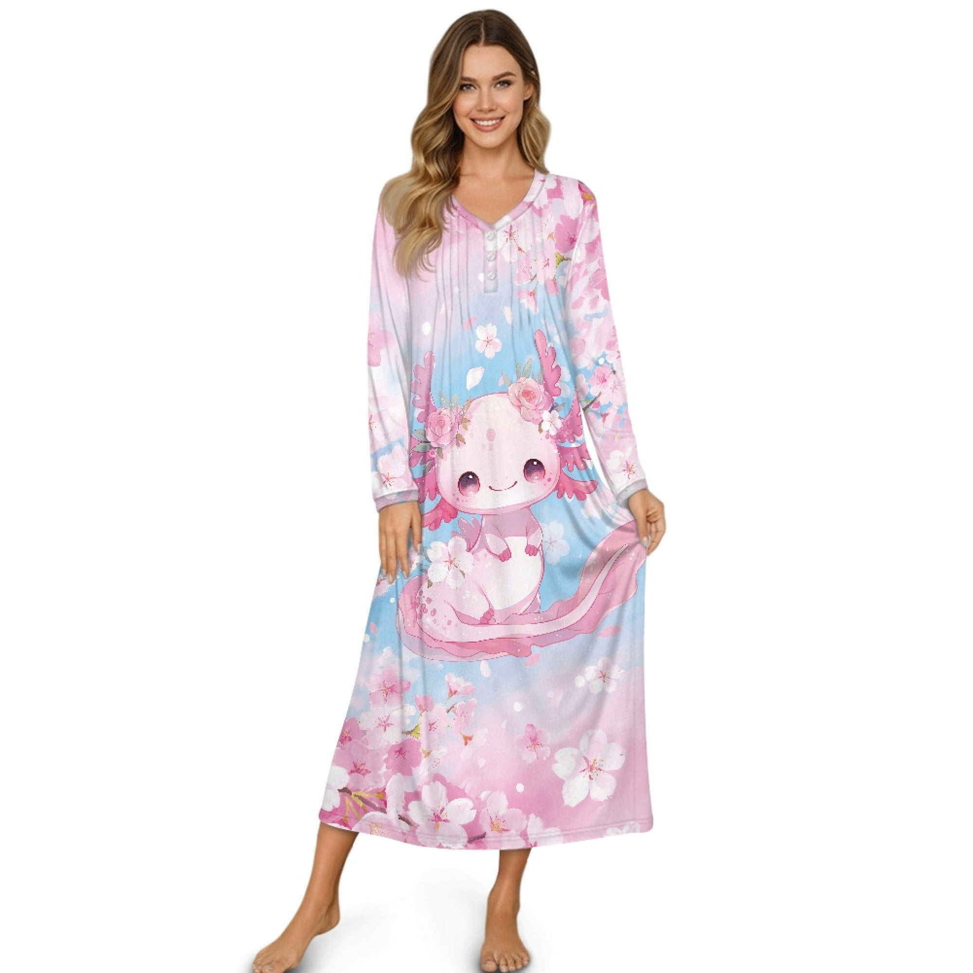SEANATIVE Cozy Winter Nightgown for Women Soft Lightweight Sleepshirt ...
