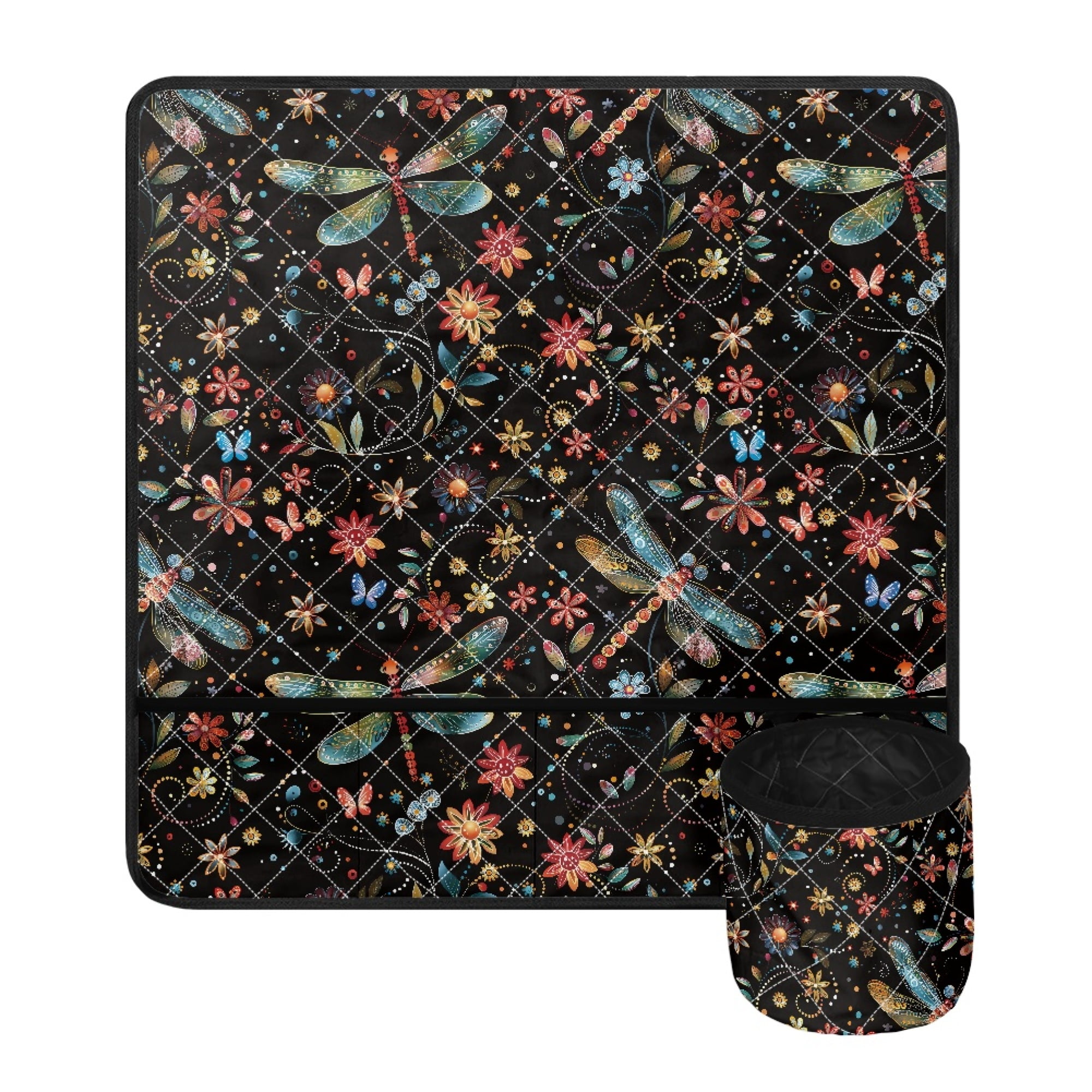 SEANATIVE Daisy Dragonfly Sewing Machine Mat for Table Muffling Mat ...