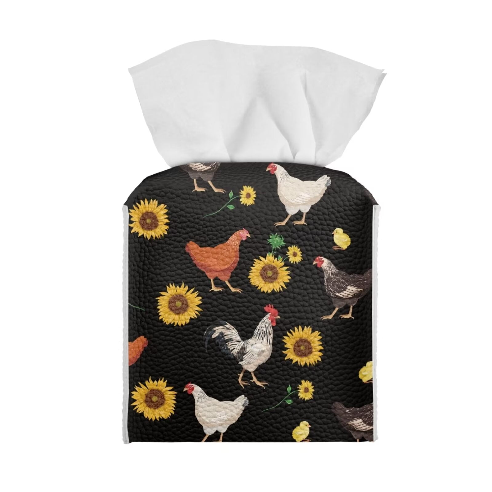 SEANATIVE Easy to Clean Square Tissue Box Holder Sunflower Chicken ...