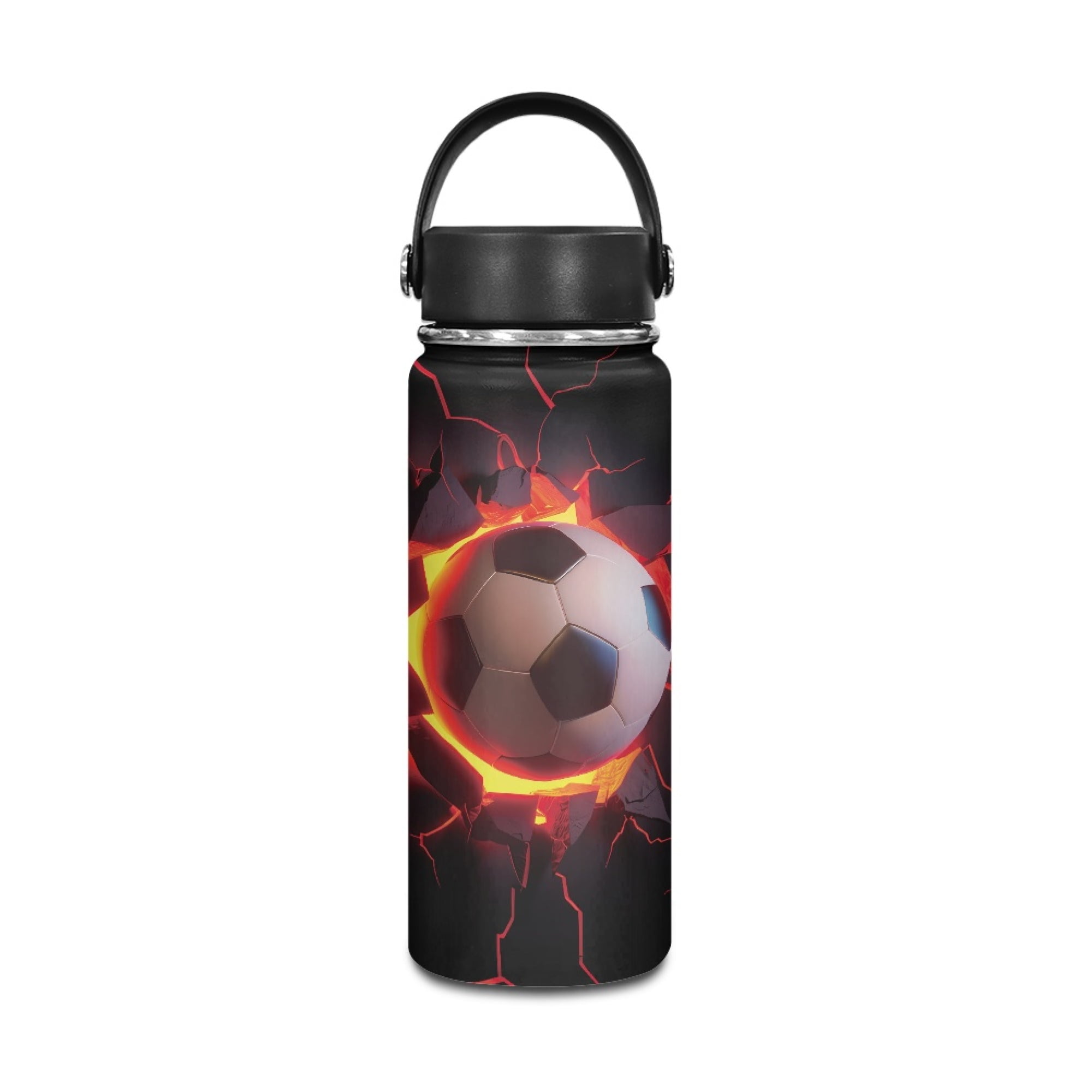 SEANATIVE Fire Football Water Bottles for Boys 18oz Leak Proof Double ...