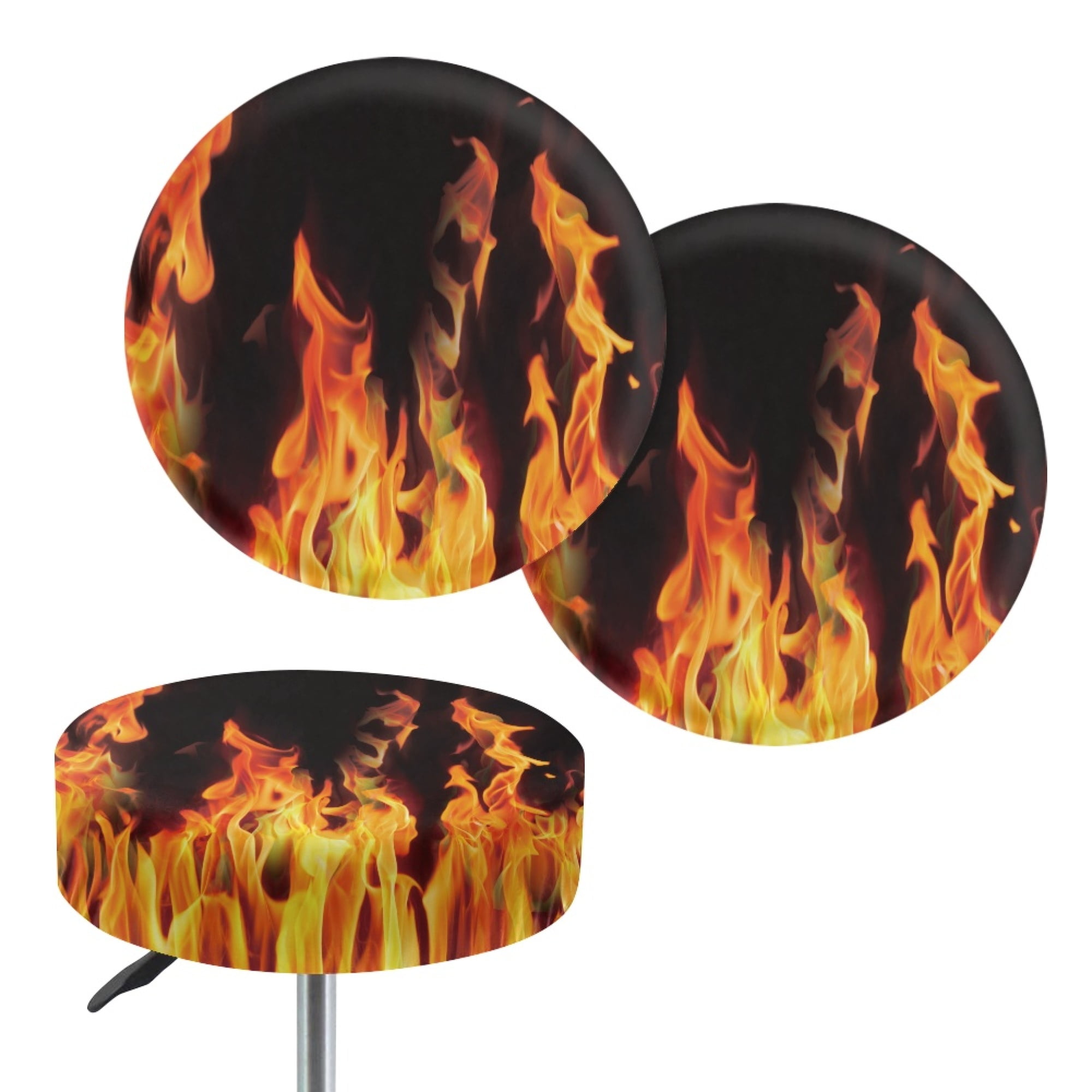 SEANATIVE Fire Print Round Stool Covers Set of 2 Stretch Round Stool ...