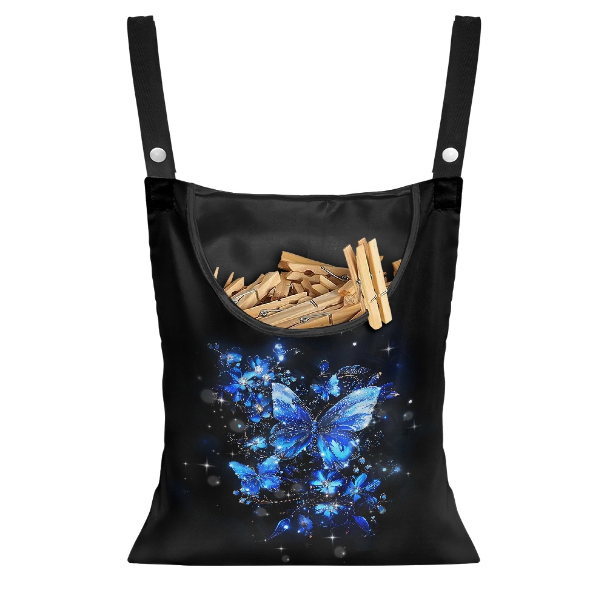 SEANATIVE Floral Butterfly Clothespin Organizer Bag Blue Outdoor ...