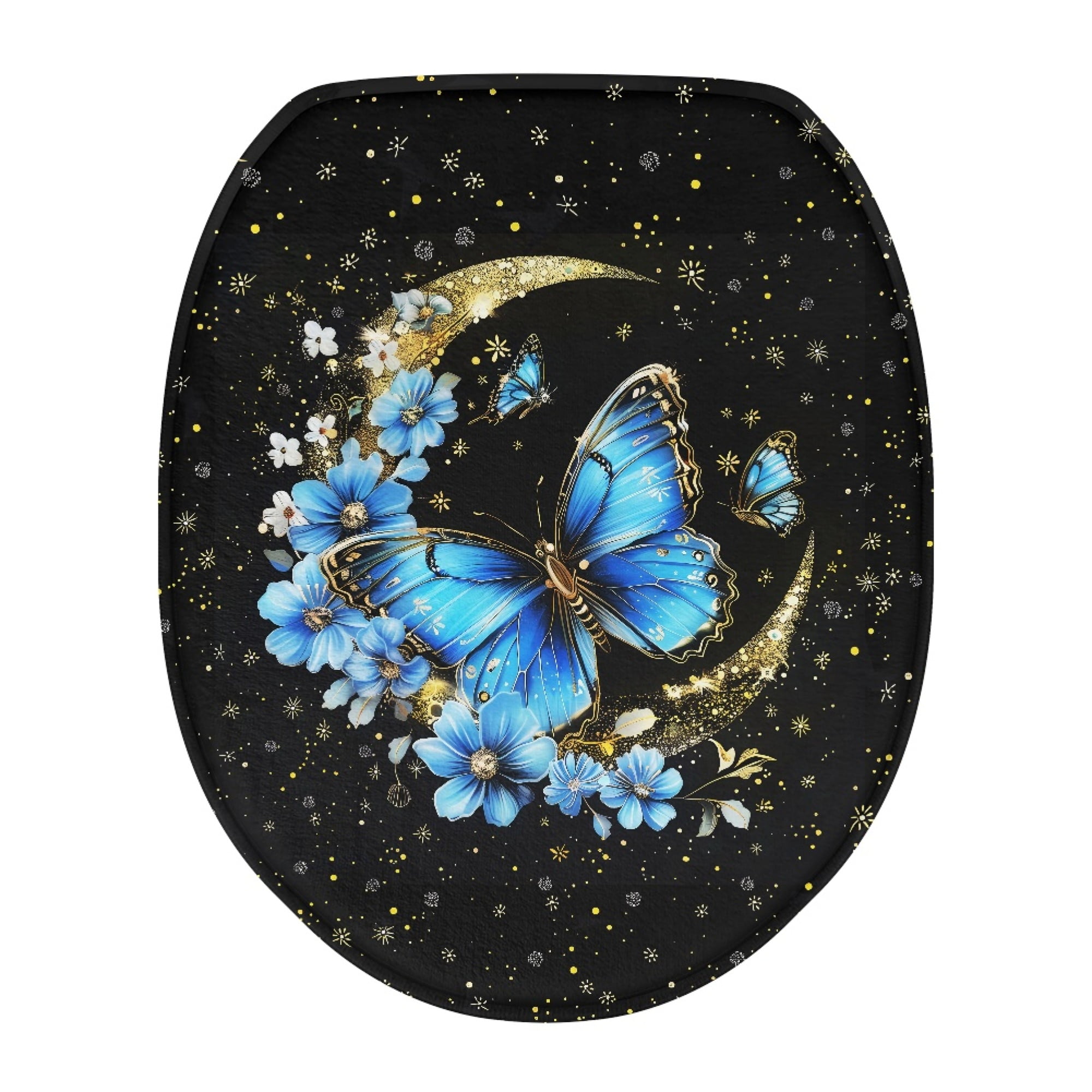 SEANATIVE Floral Butterfly Moon Toilet Seat Lid Cover Oval Elongated ...