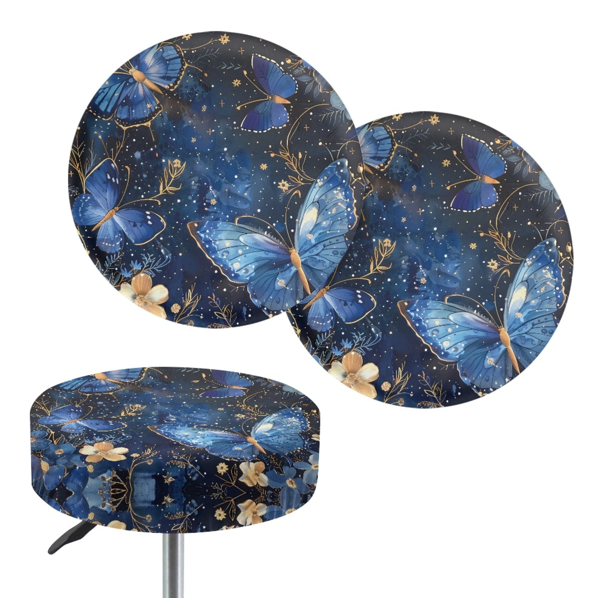 SEANATIVE Floral Butterfly Round Stool Covers Set of 2 Stool Cushion ...