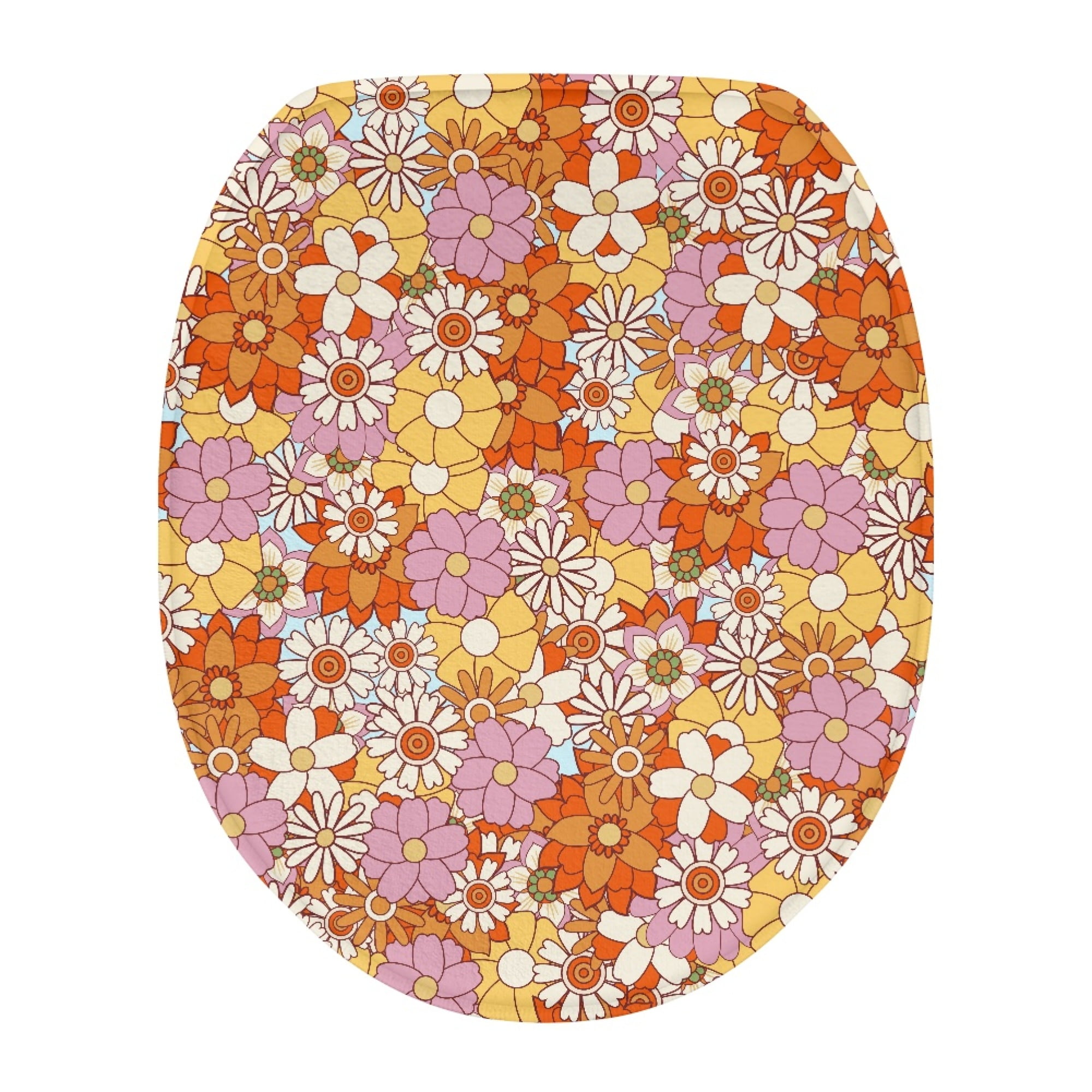 SEANATIVE Floral Daisy Elongated Toilet Seat Cover Aesthetic Toilet Lid ...