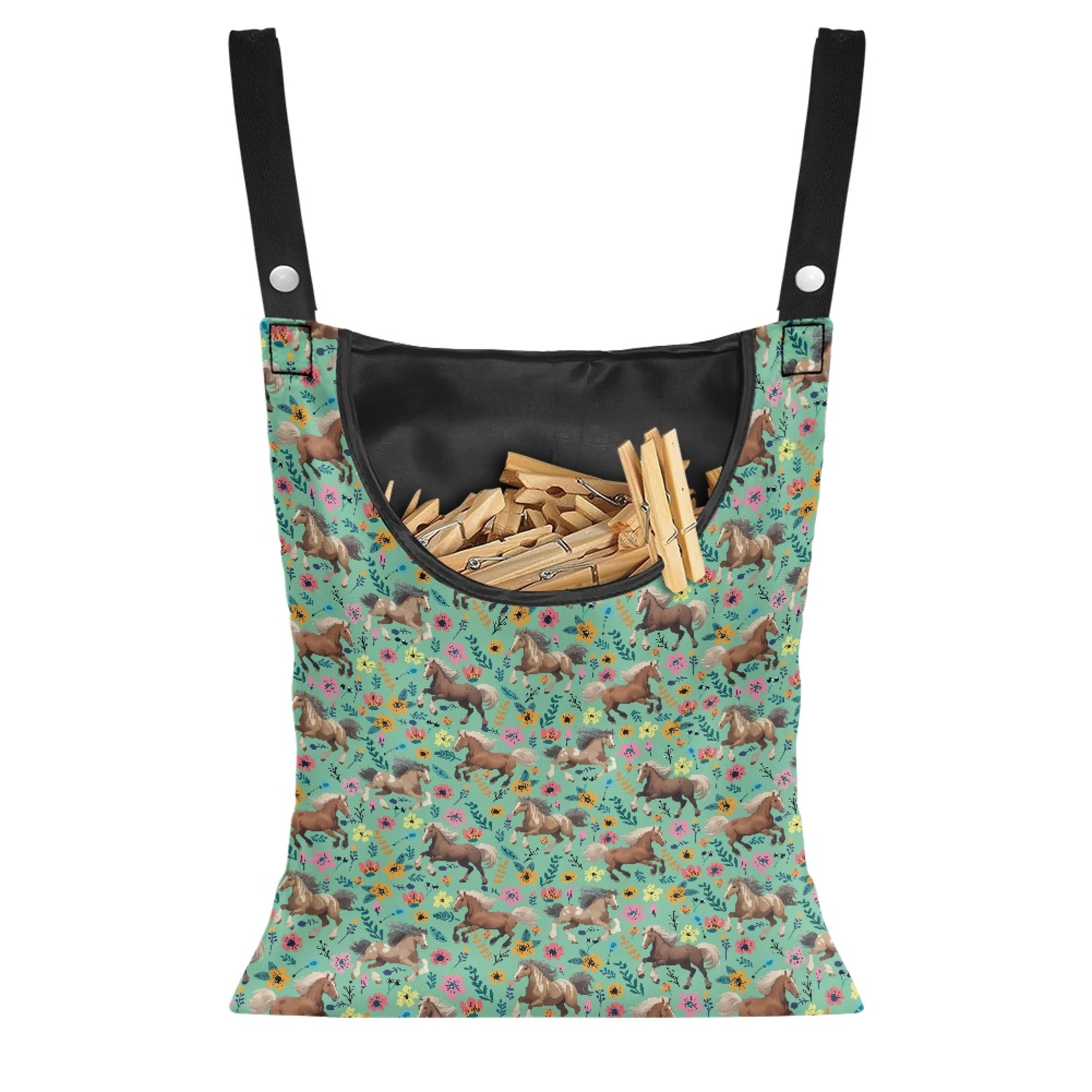 SEANATIVE Floral Horse Clothespin Bag for Clothesline Outdoor Clothes ...