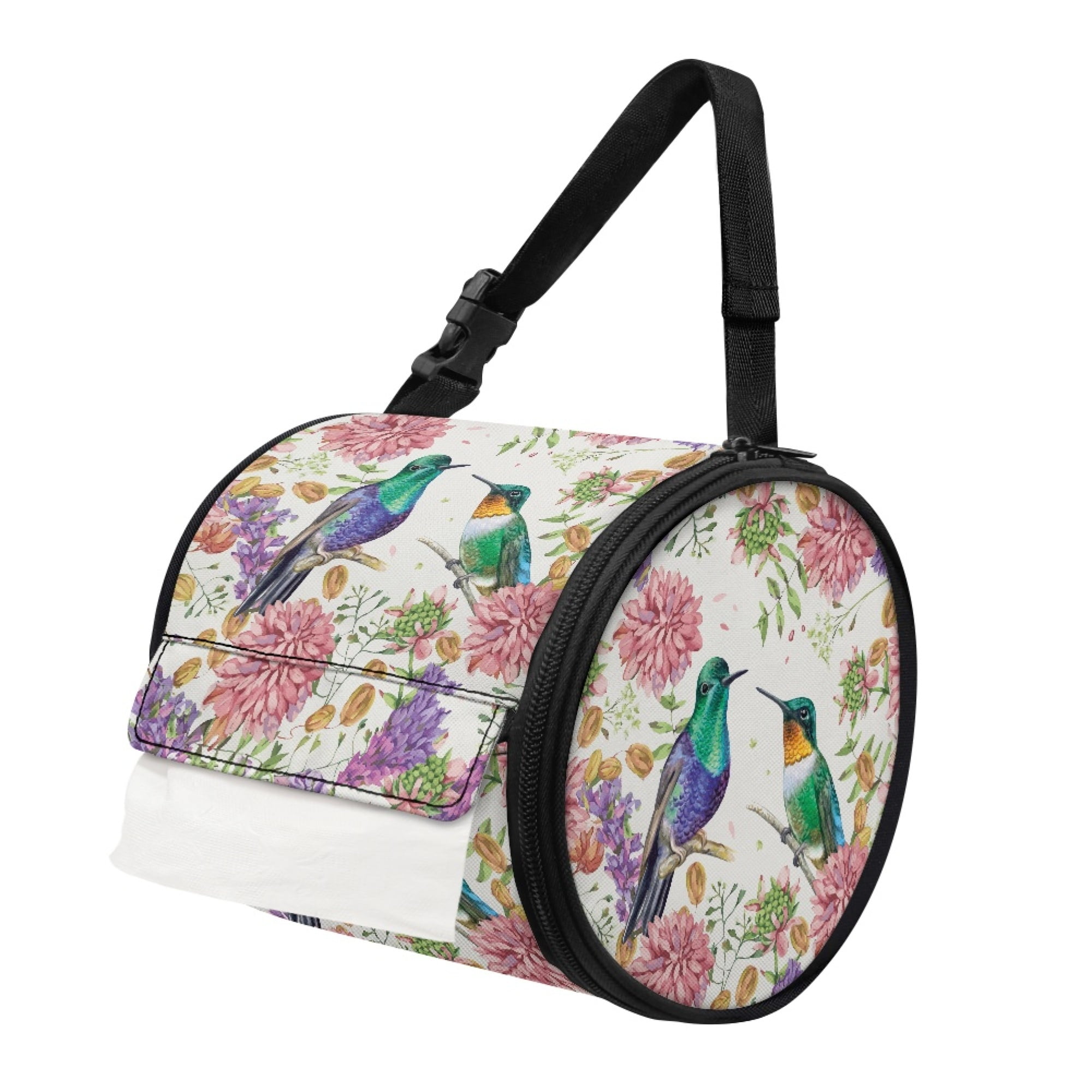 SEANATIVE Floral Hummingbird Round Tissue Holder Bag for Kitchen ...
