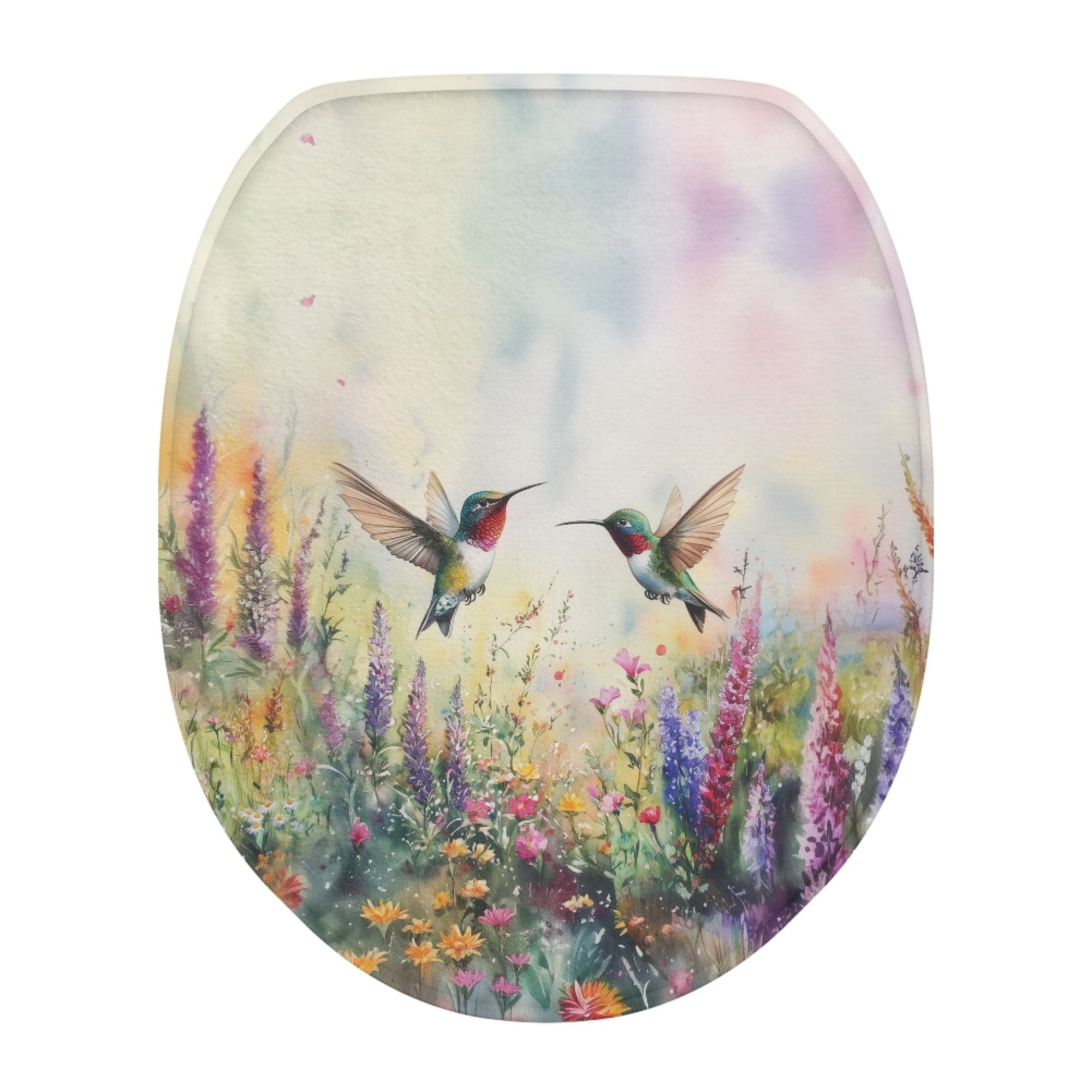 SEANATIVE Floral Hummingbird Toilet Seat Lid Cover Aesthetic Toilet Lid ...