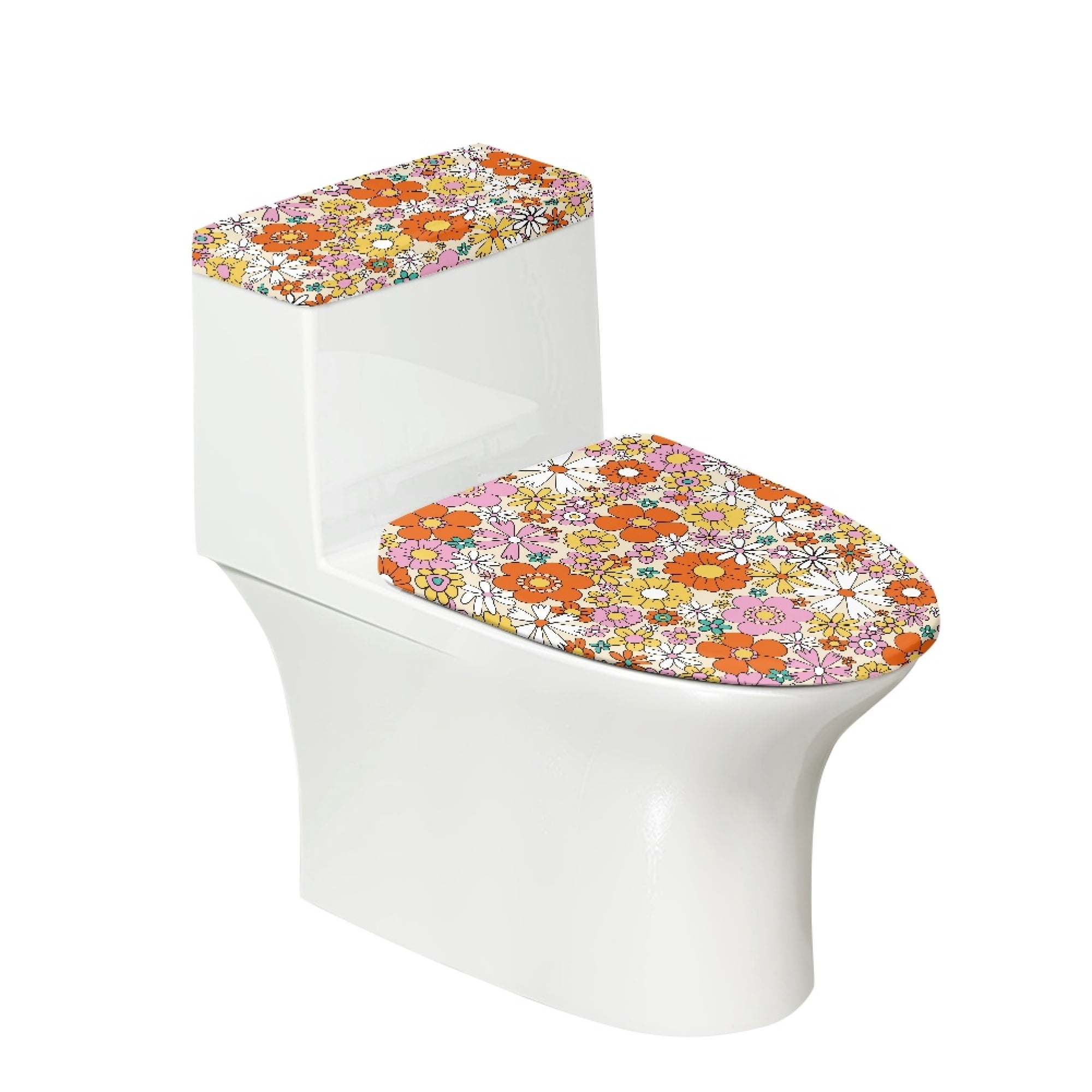 SEANATIVE Floral Toilet Lid Cover Sets for Bathroom Toilet Lid ...