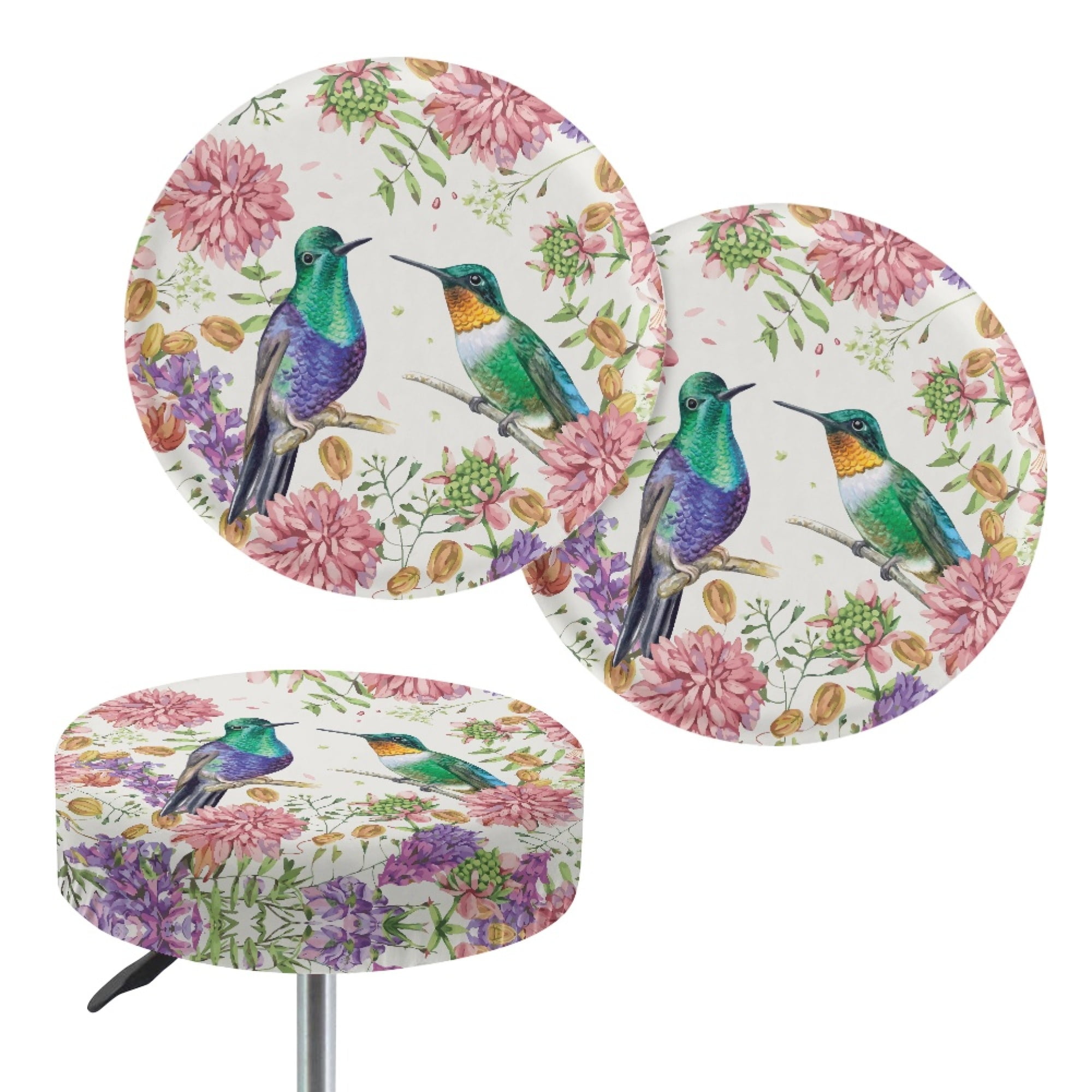 SEANATIVE Flower Hummingbird Round Stool Cover Size M Aesthetic Round ...