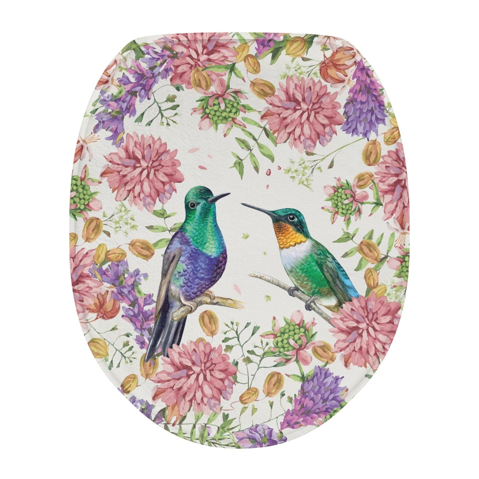 SEANATIVE Flower Hummingbird Toilet Lid Cover Standard Toilet Lids for ...