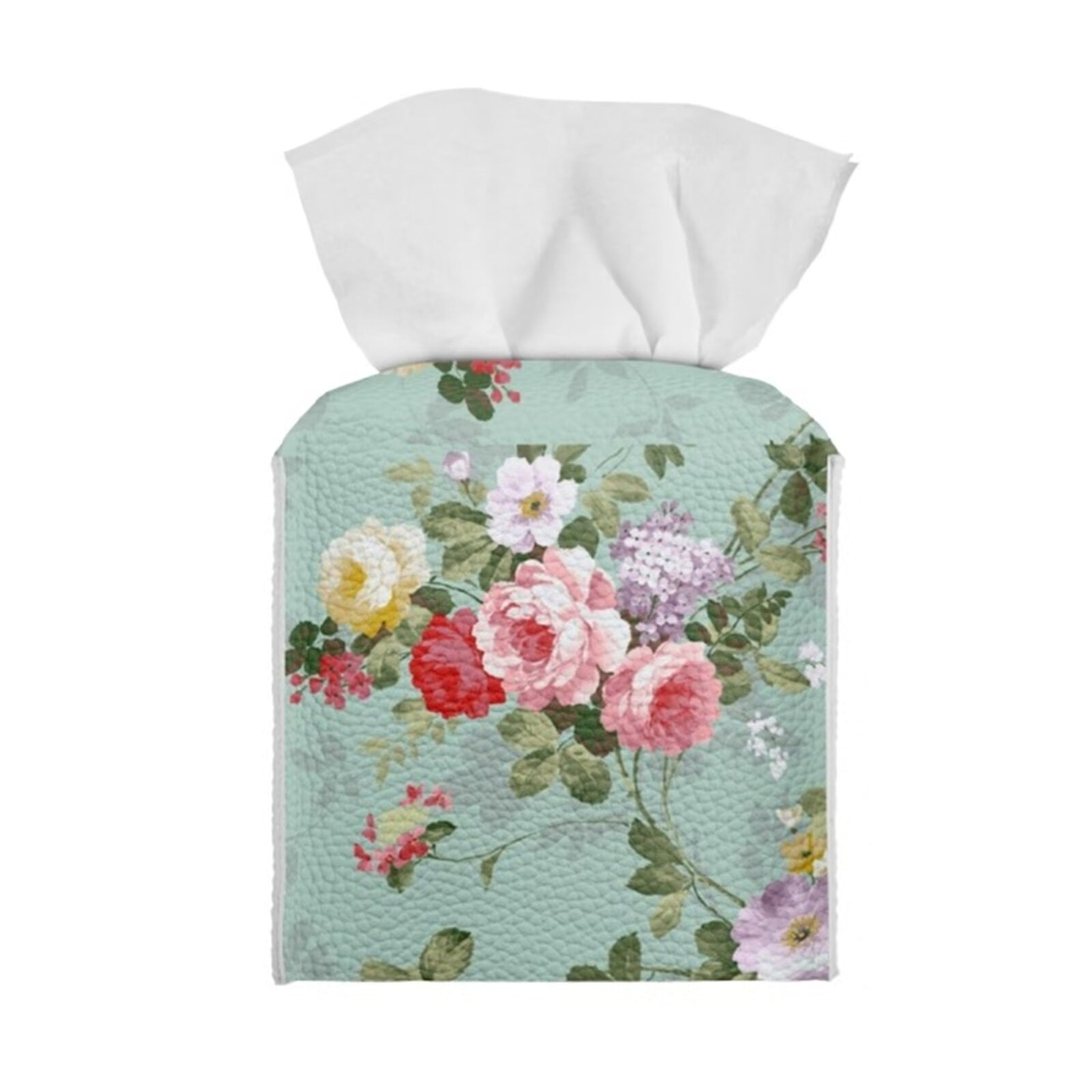 SEANATIVE Flower Leaf Tissue Box Holder Square Leather Tissue Paper Box ...