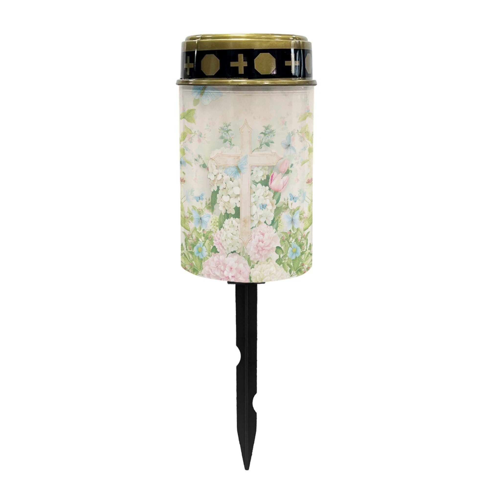 SEANATIVE Flowers Cemetery Solar Light for Grave Cross Waterproof ...