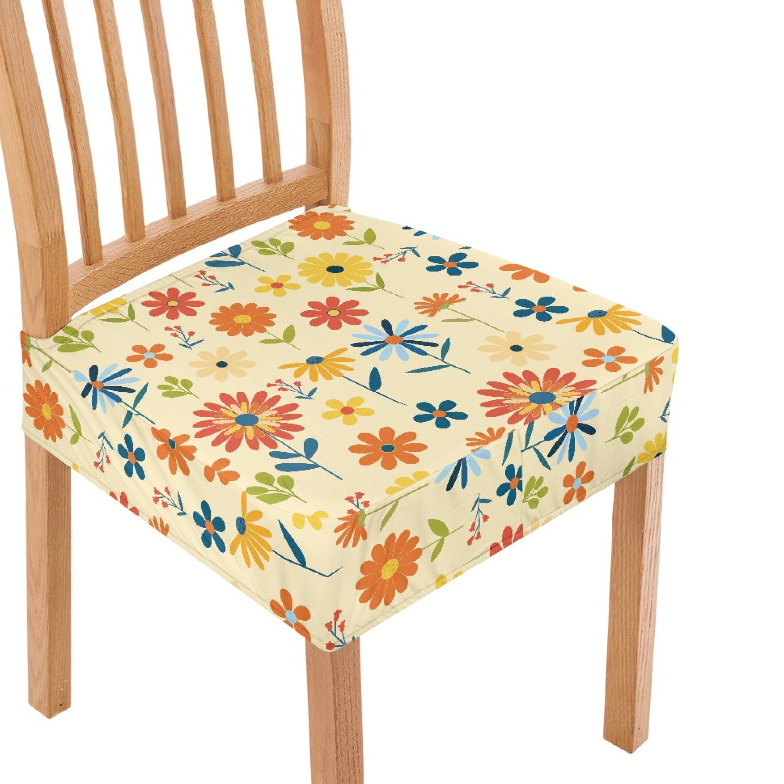 SEANATIVE Flowers Chair Seat Covers for Dining Room Yellow Chair Covers ...