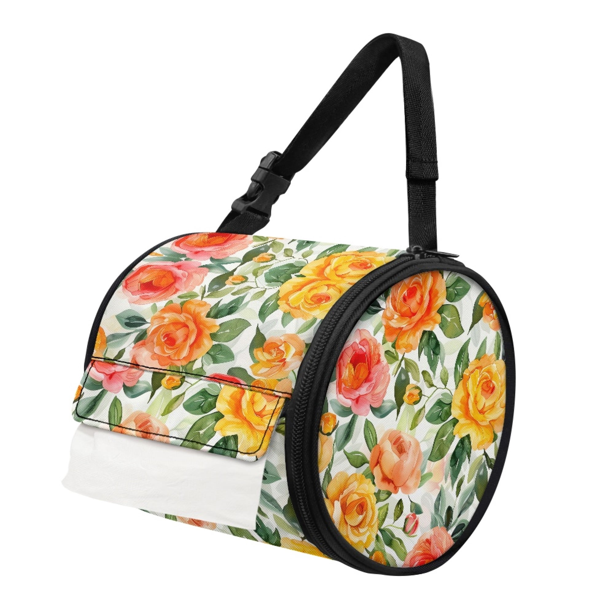 SEANATIVE Flowers Round Paper Towel Bag Home Decor Portable Hanging ...