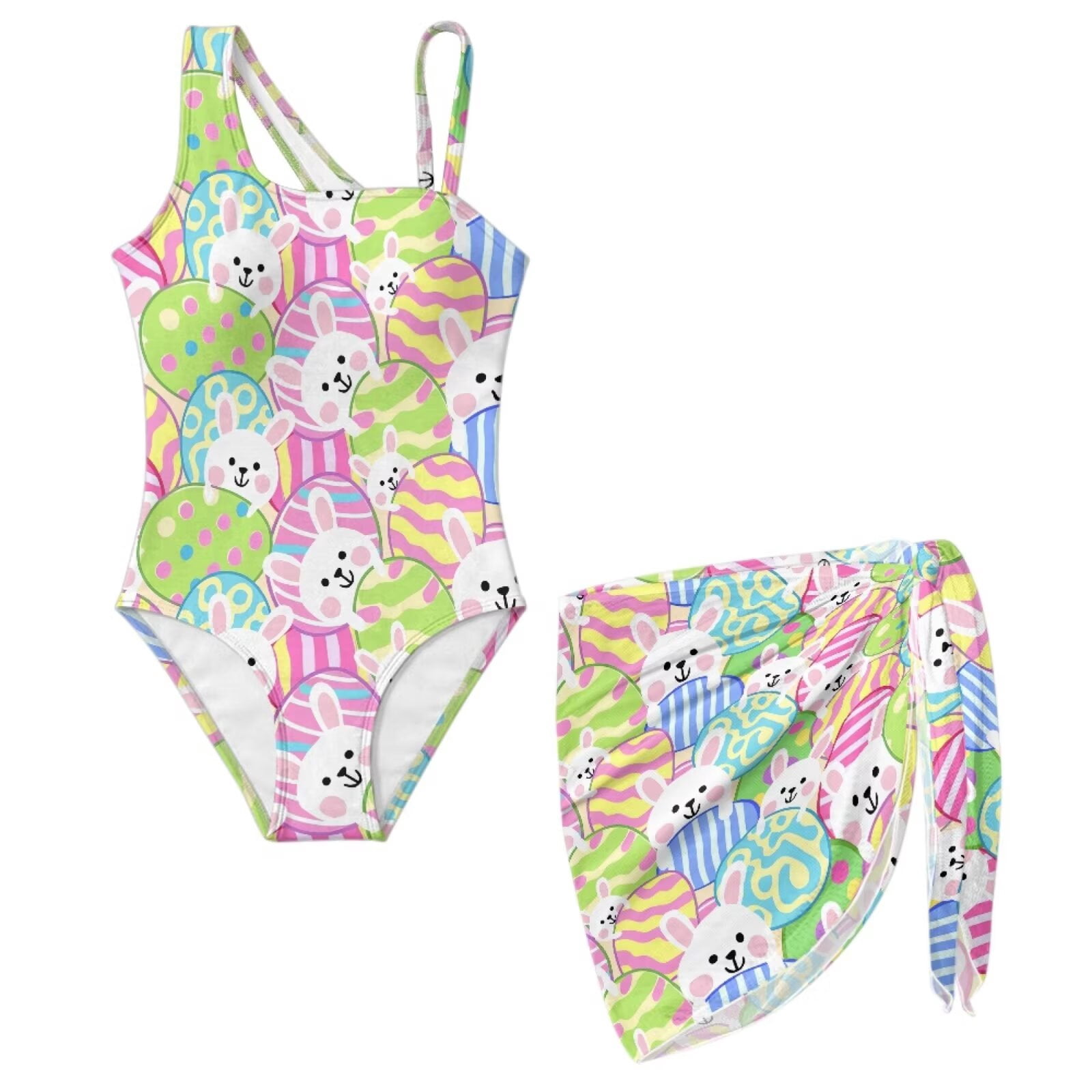 SEANATIVE Girls Bathing Suit with Mesh Sheer Swimsuit Coverup Back ...
