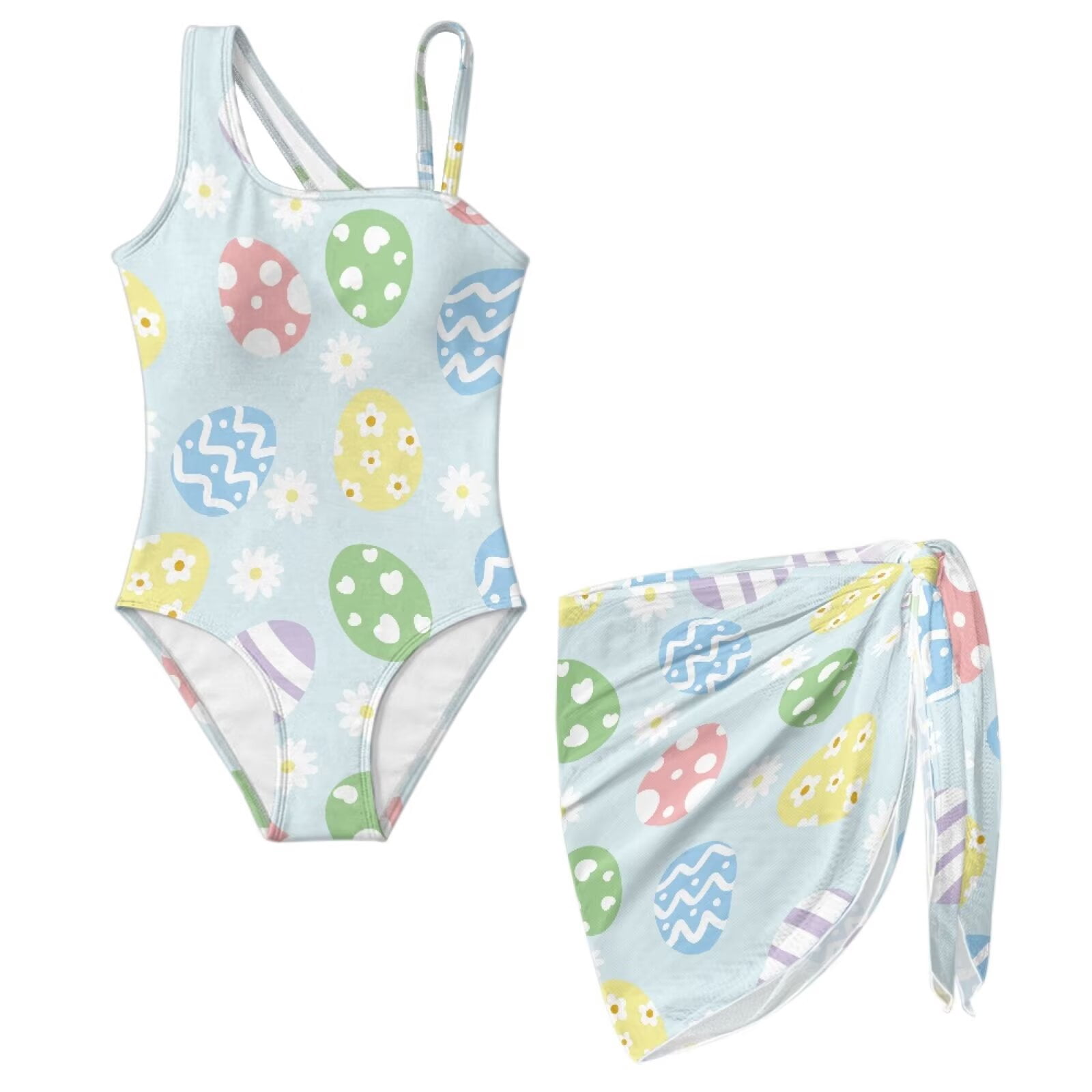 SEANATIVE Girls One Piece Swimsuit with Mesh Cover Up Skirt Cut Out ...