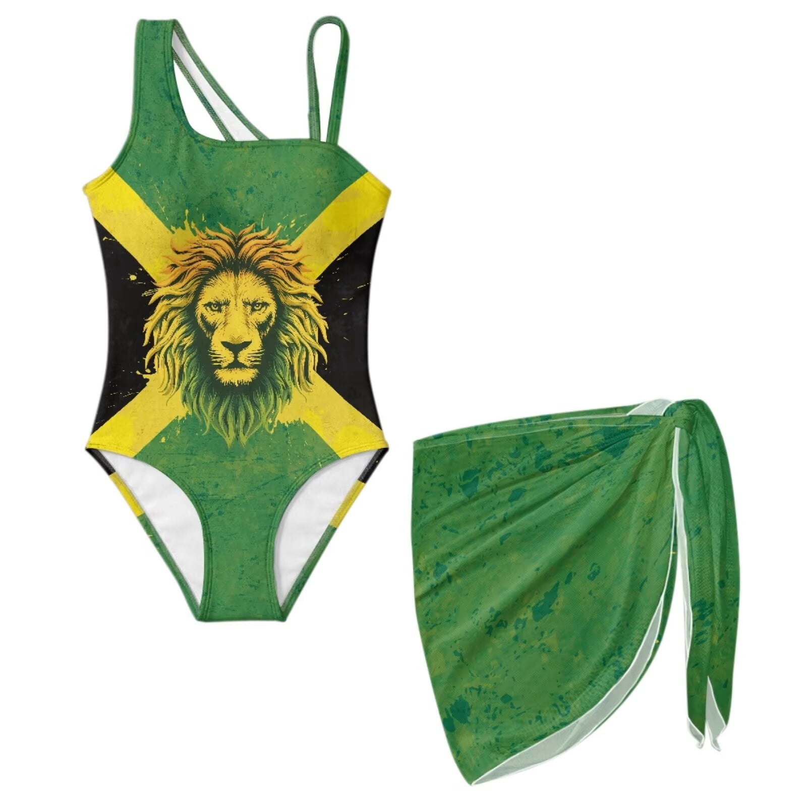 SEANATIVE Girls One Piece Swimsuit with Mesh Cover Up Skirt Cut Out ...