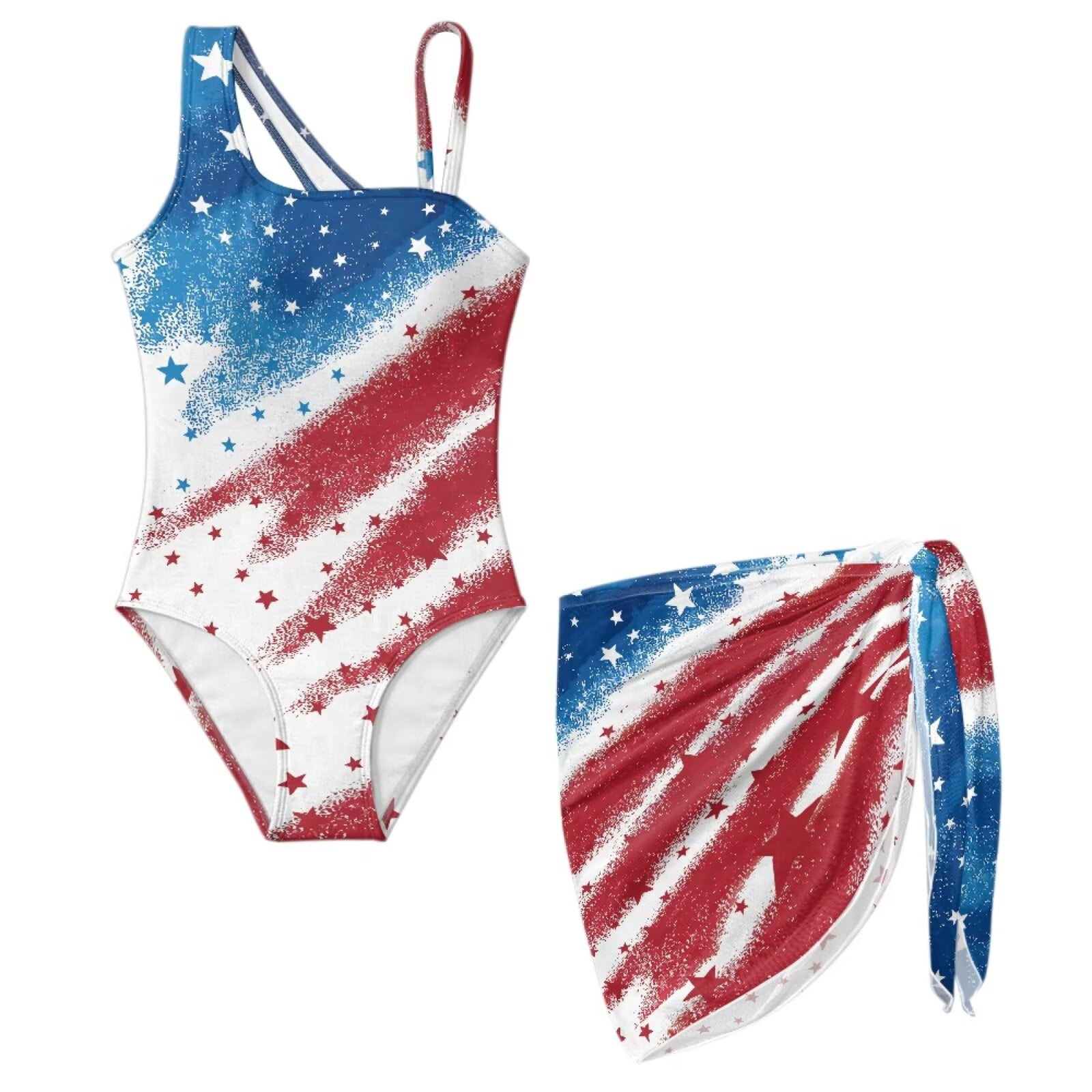 SEANATIVE Girls One Piece Swimsuit with Mesh Cover Up Skirt Cut Out ...