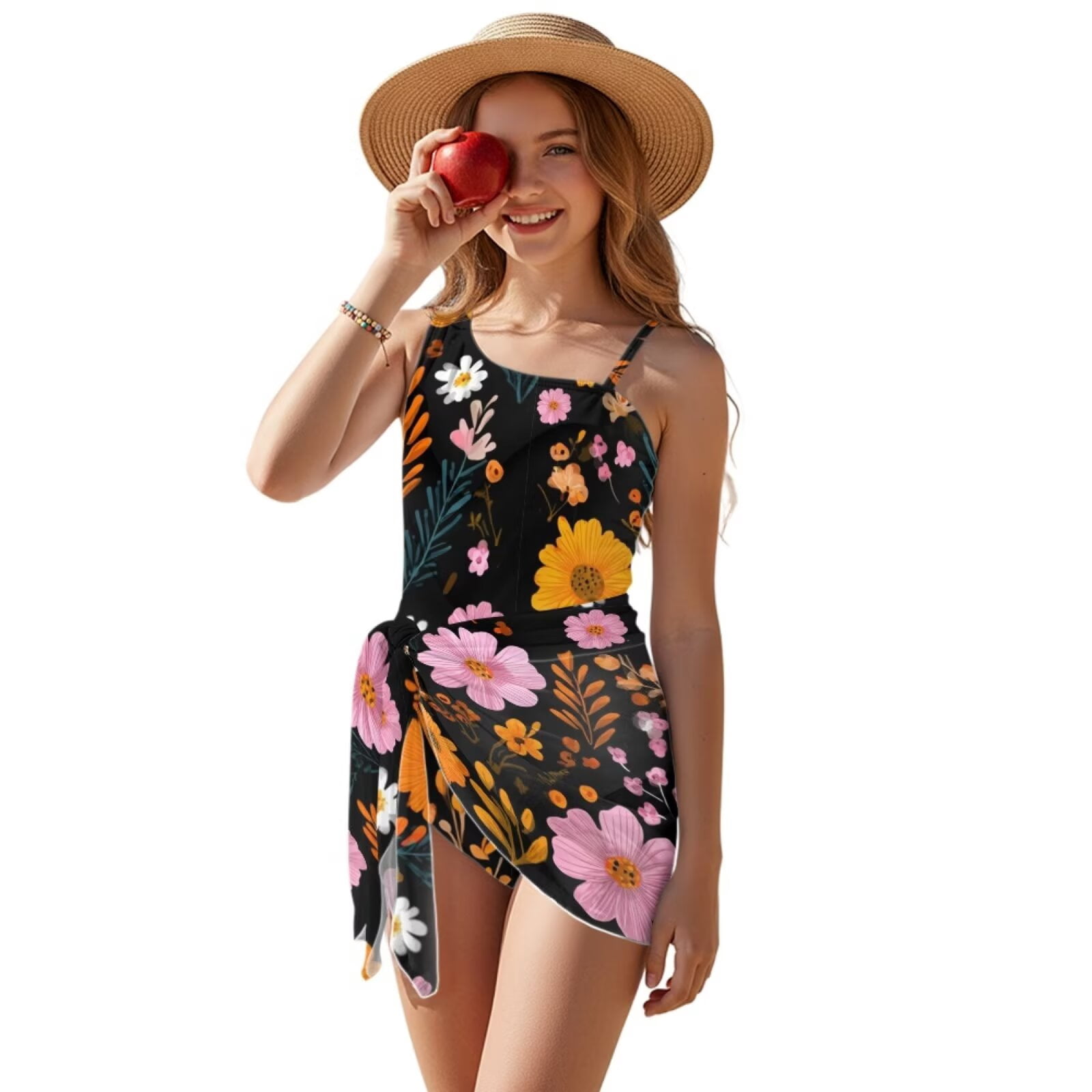 SEANATIVE Girls One-Piece Swimsuits with Mesh Cover-up Skirt One-Piece ...