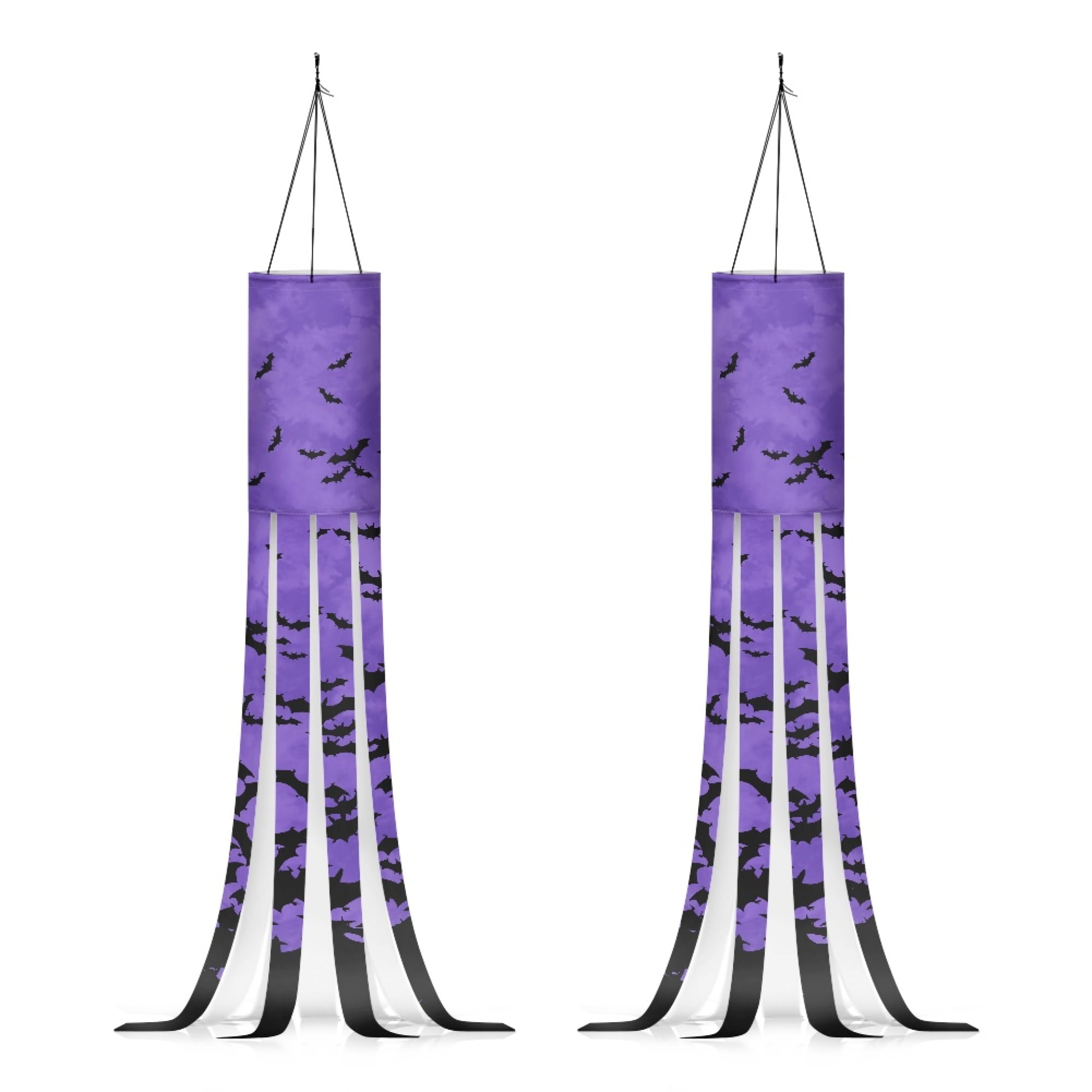SEANATIVE Halloween Bats Windsock Flag Outdoor Purple Hanging Happy ...