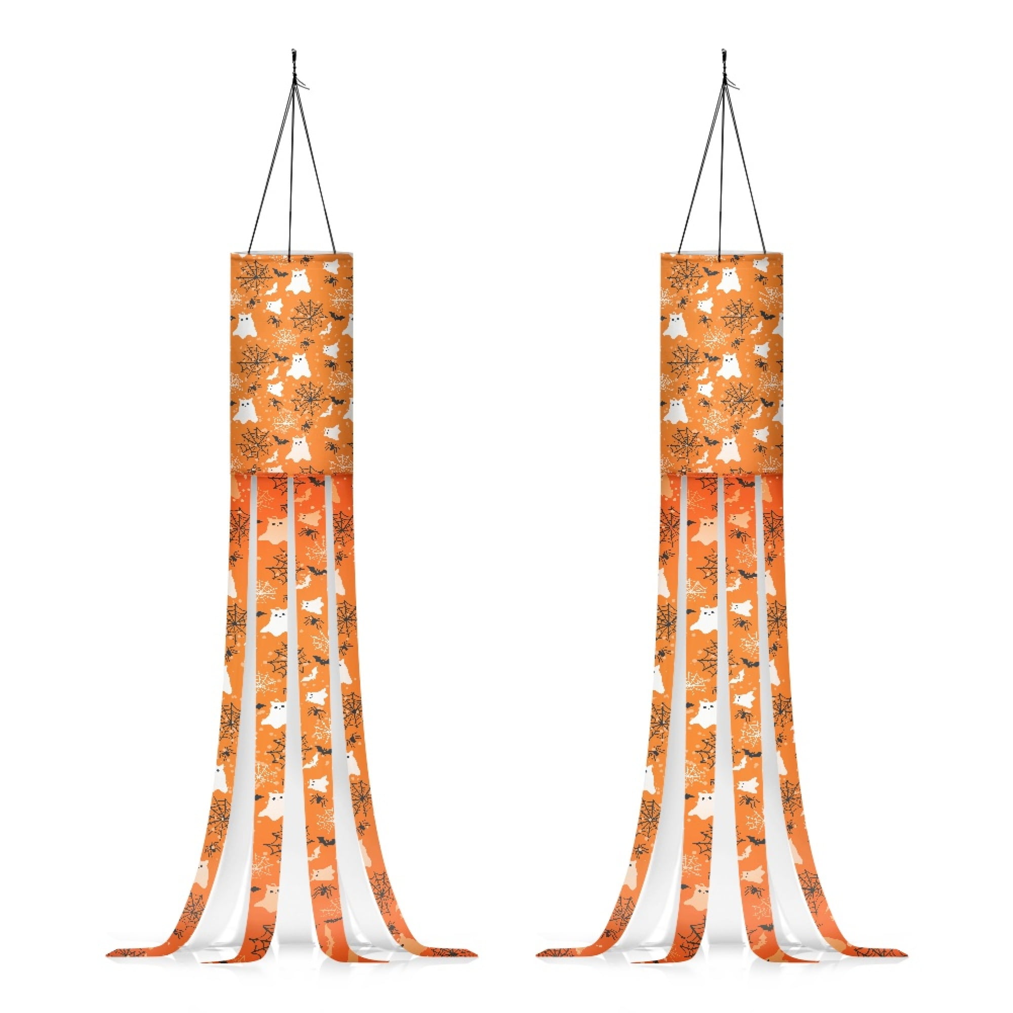 SEANATIVE Halloween Cute Ghost Windsock Outdoor Spider Web Hanging ...