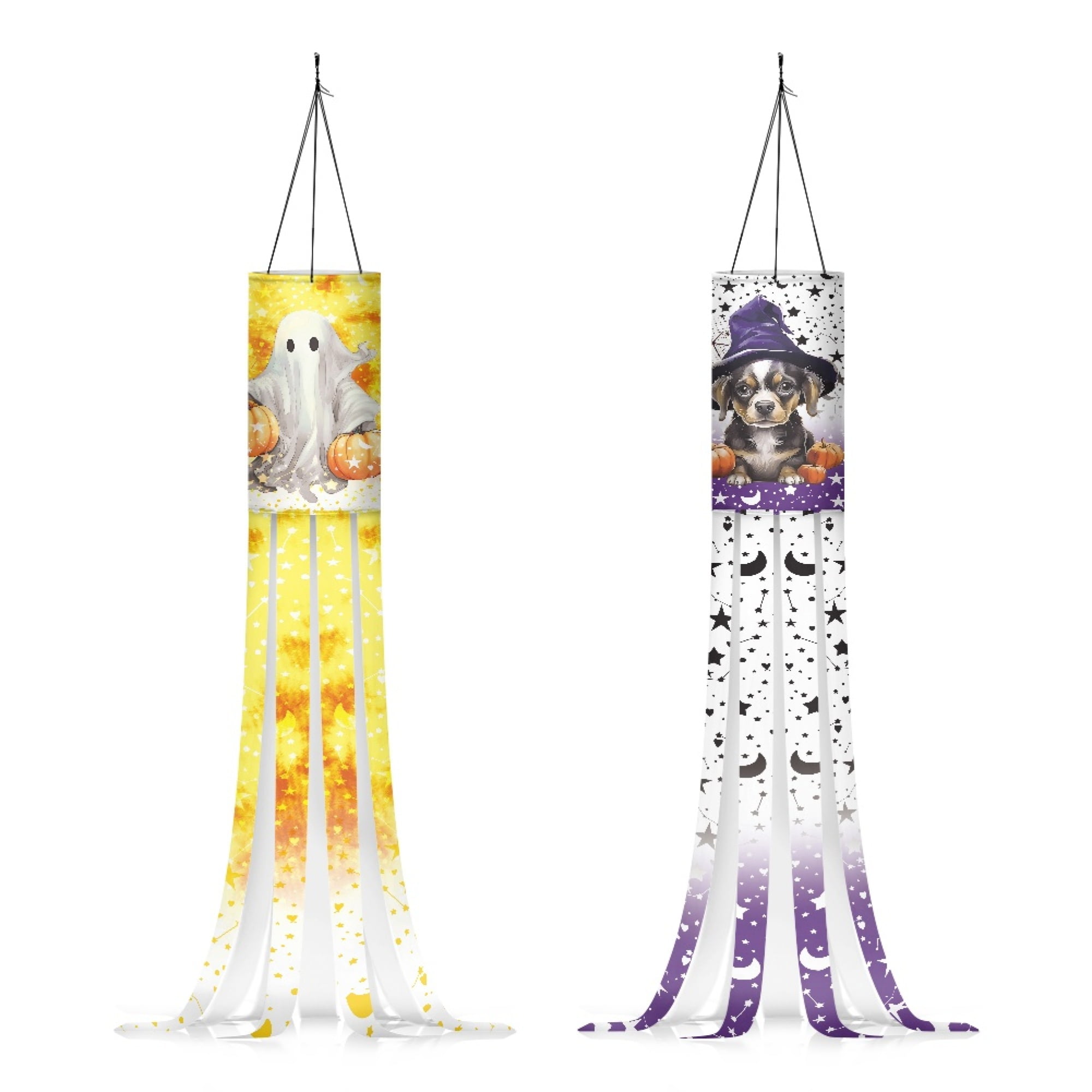SEANATIVE Halloween Cute Ghost Windsocks Flag Hanging Outdoor Star Dog ...