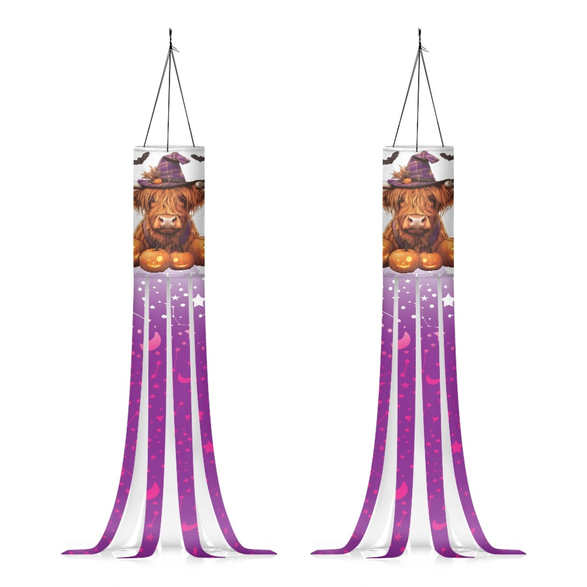 SEANATIVE Highland Cow Windsock Outdoor Halloween Hanging Windsock ...