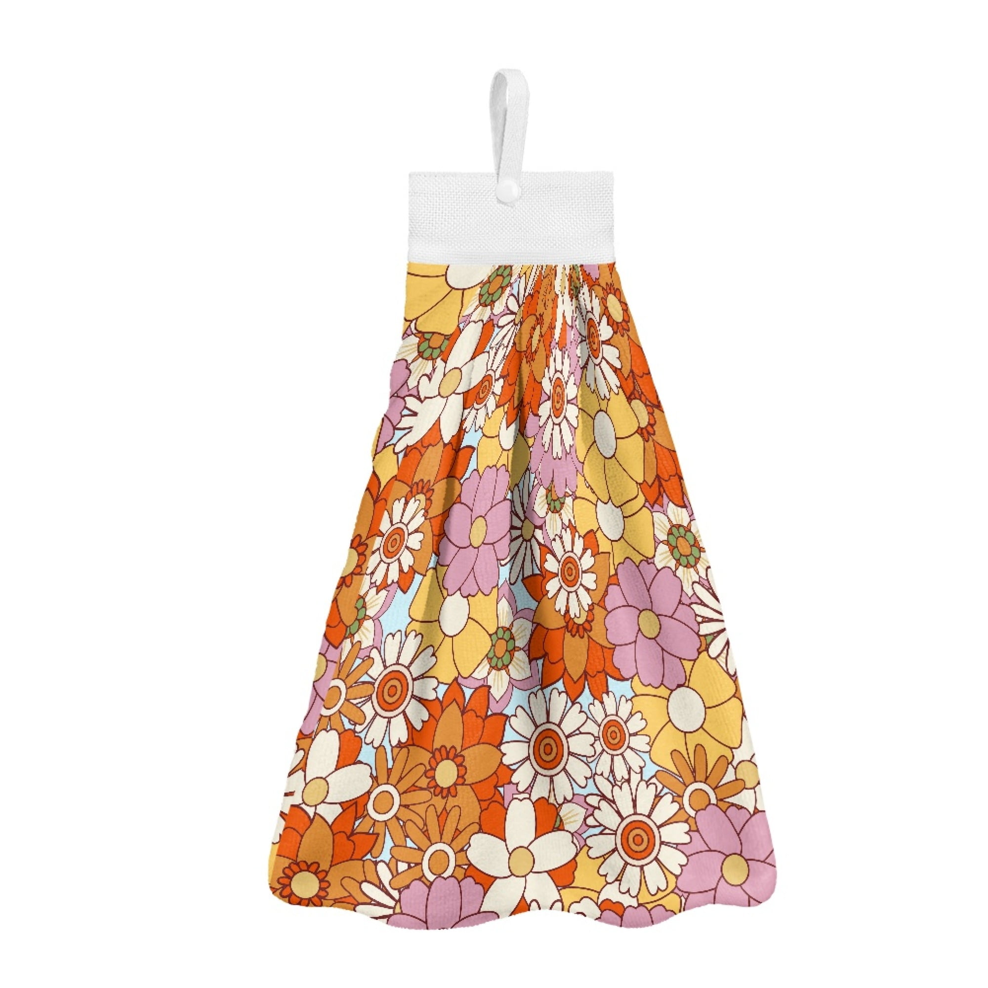 SEANATIVE Hippie Flowers Hand Towels with Hanging Loops 2 Piece Hanging ...