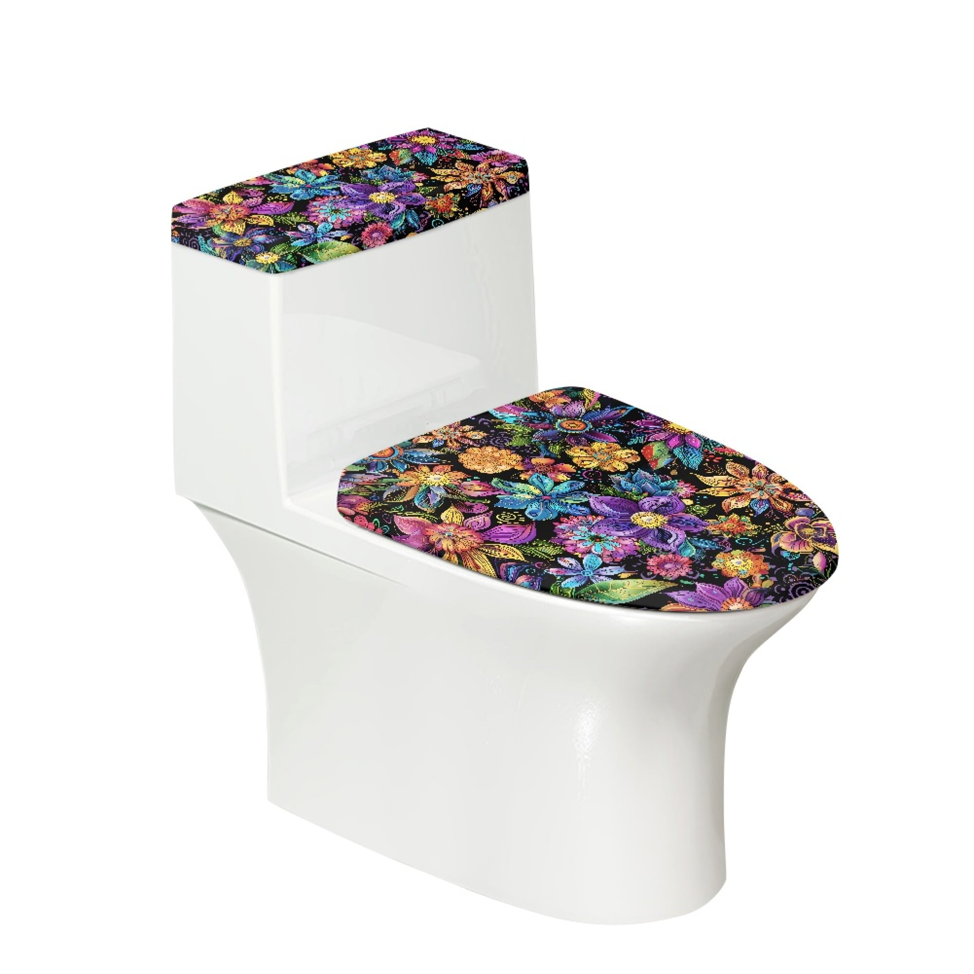 SEANATIVE Hippie Flowers Toilet Lid Seat Cover and Toilet Tank Lid ...