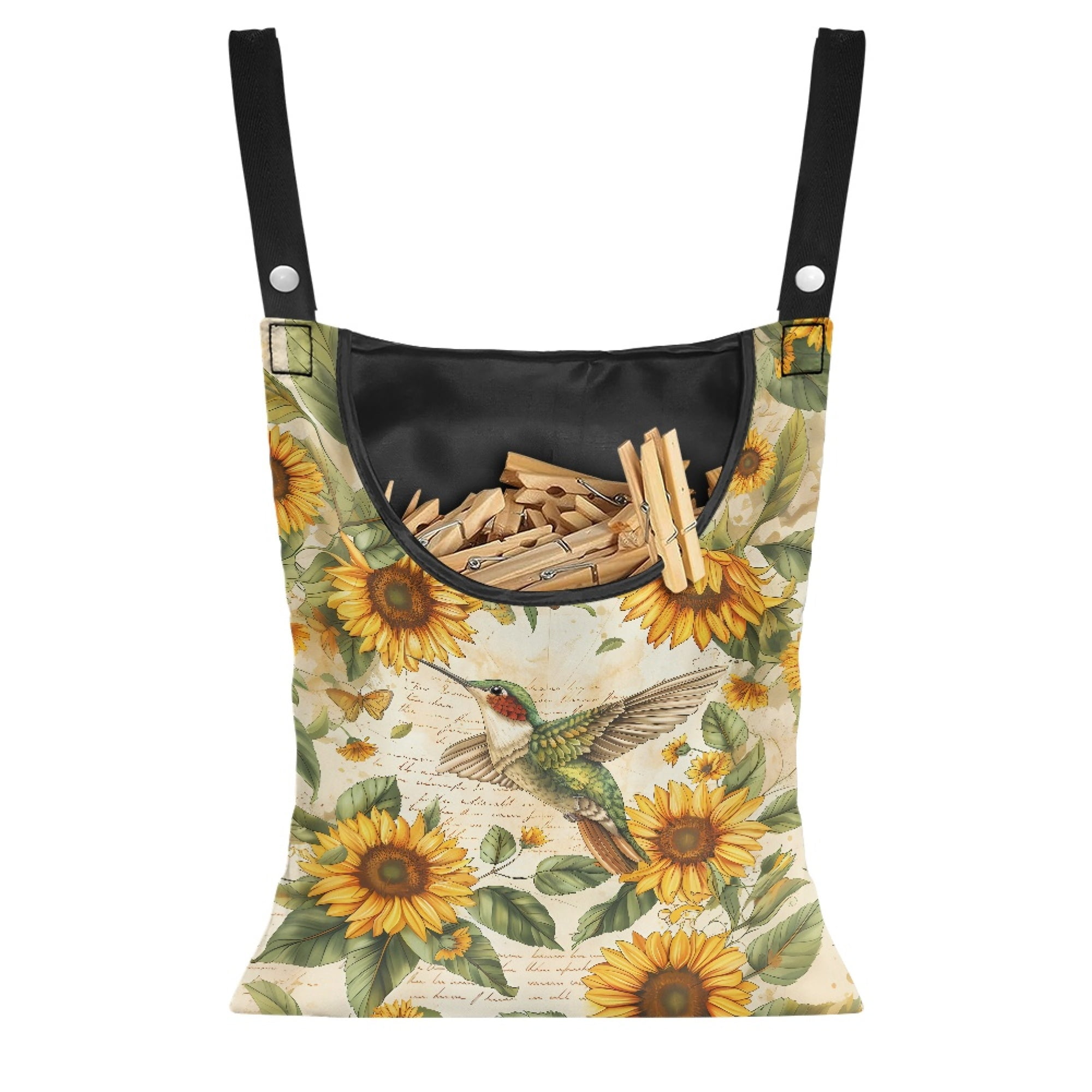SEANATIVE Hummingbird Laundry Clothespin Bag Sunflower Clothespin ...