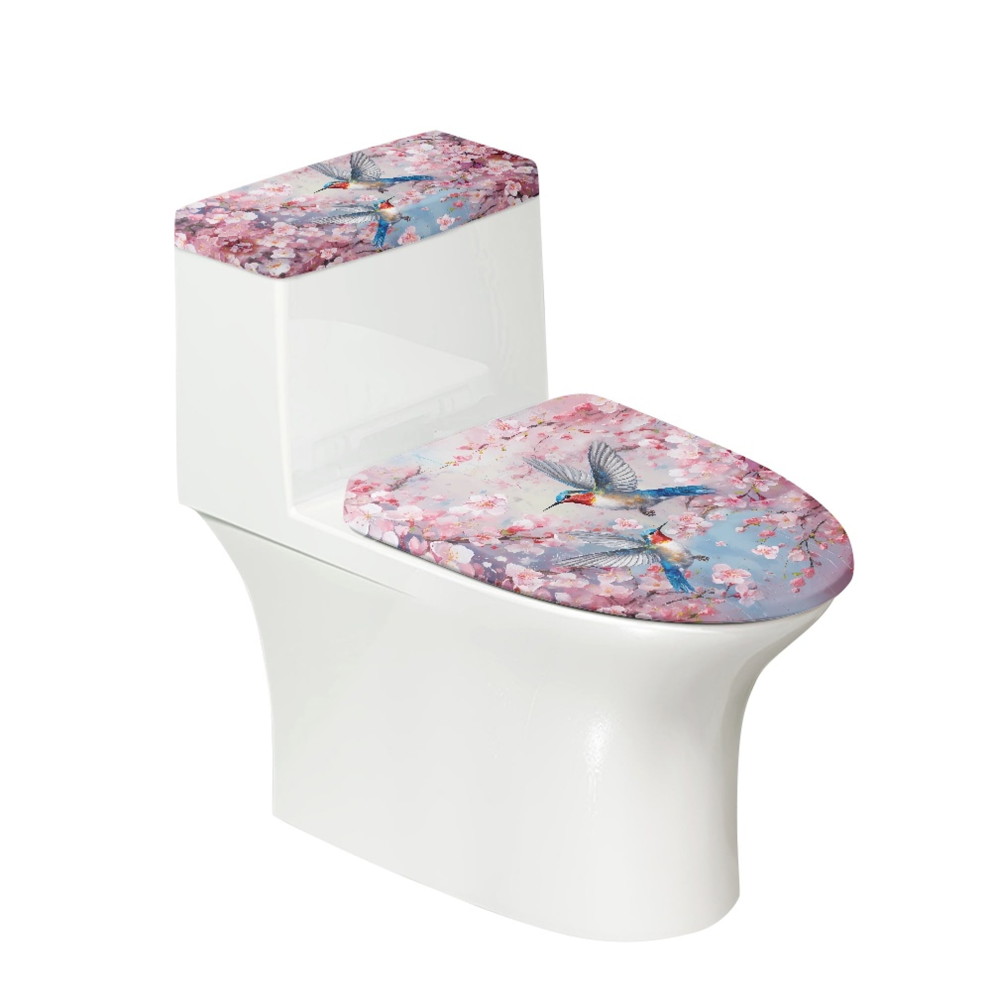 SEANATIVE Hummingbird Toilet Lid Cover and Toilet Tank Covers Cherry ...