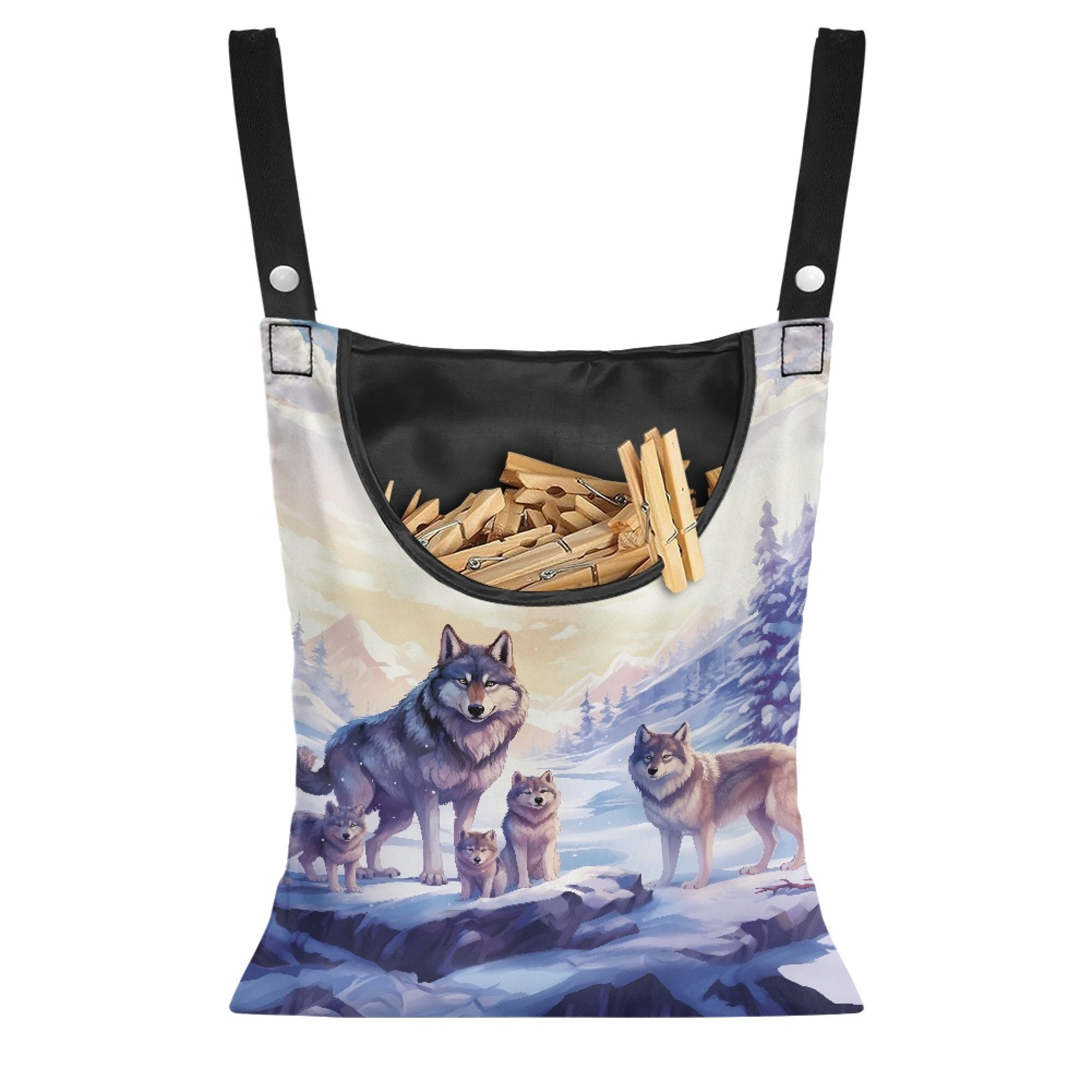 SEANATIVE Ice Wolf Clothespin Bag 14.5 x 12 Inches Hanging Storage ...