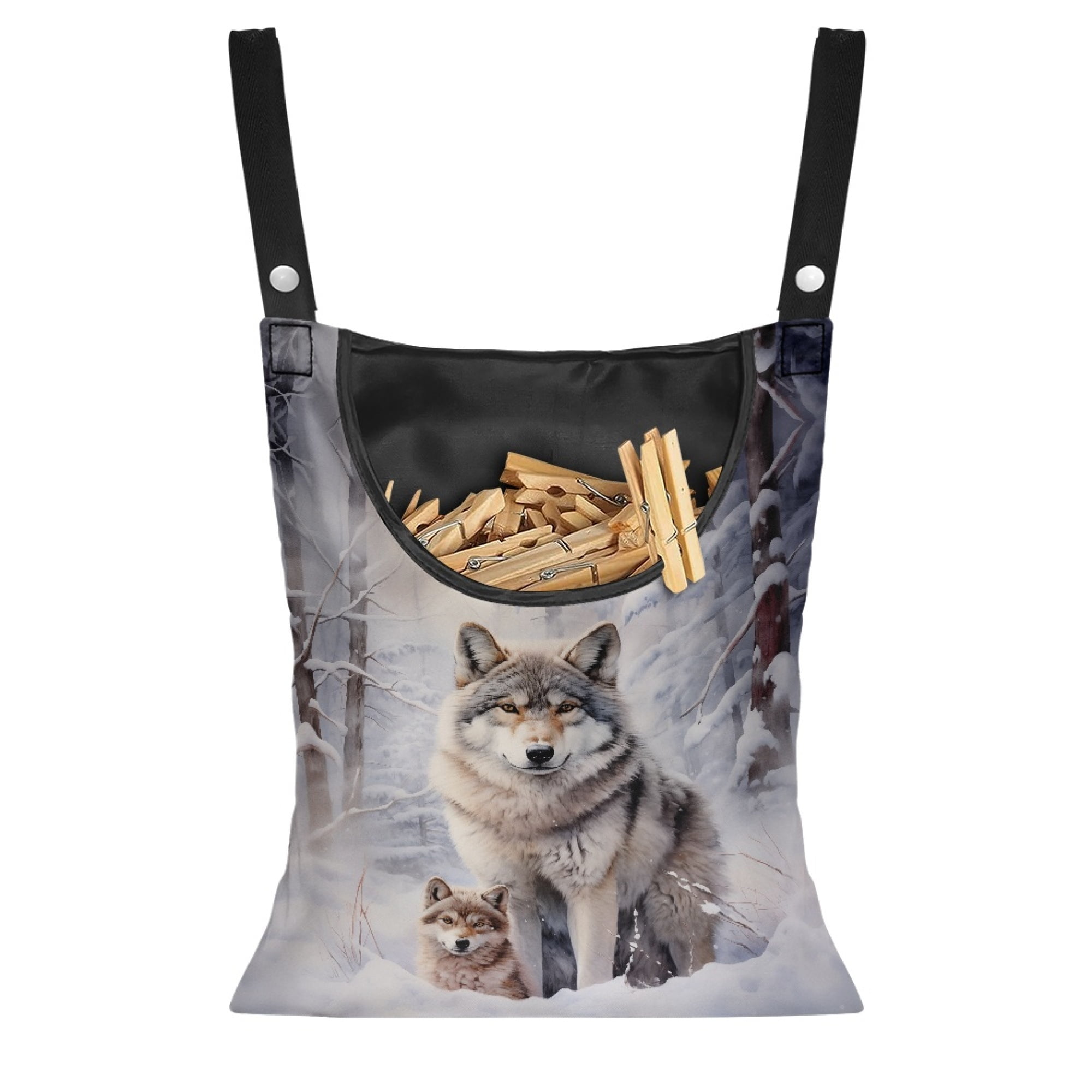 SEANATIVE Ice Wolf Clothespin Bag with Hanging Hook Laundry Clothes Pin ...