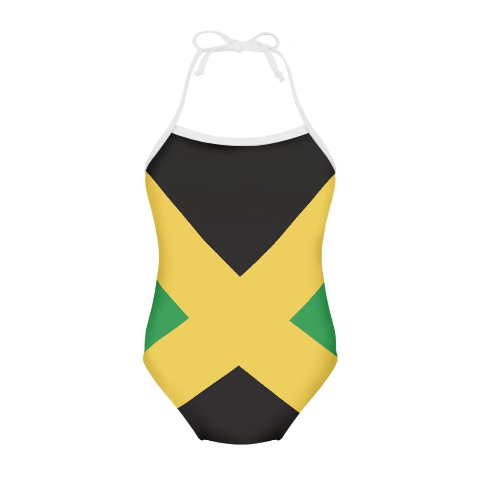 SEANATIVE Jamaica Flag Lace Up One Piece Bathing Suit Quick Dry Girls ...